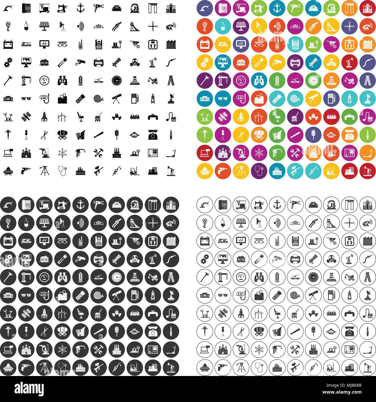 100 equipment icons set vector in 4 variant for any web design isolated ...