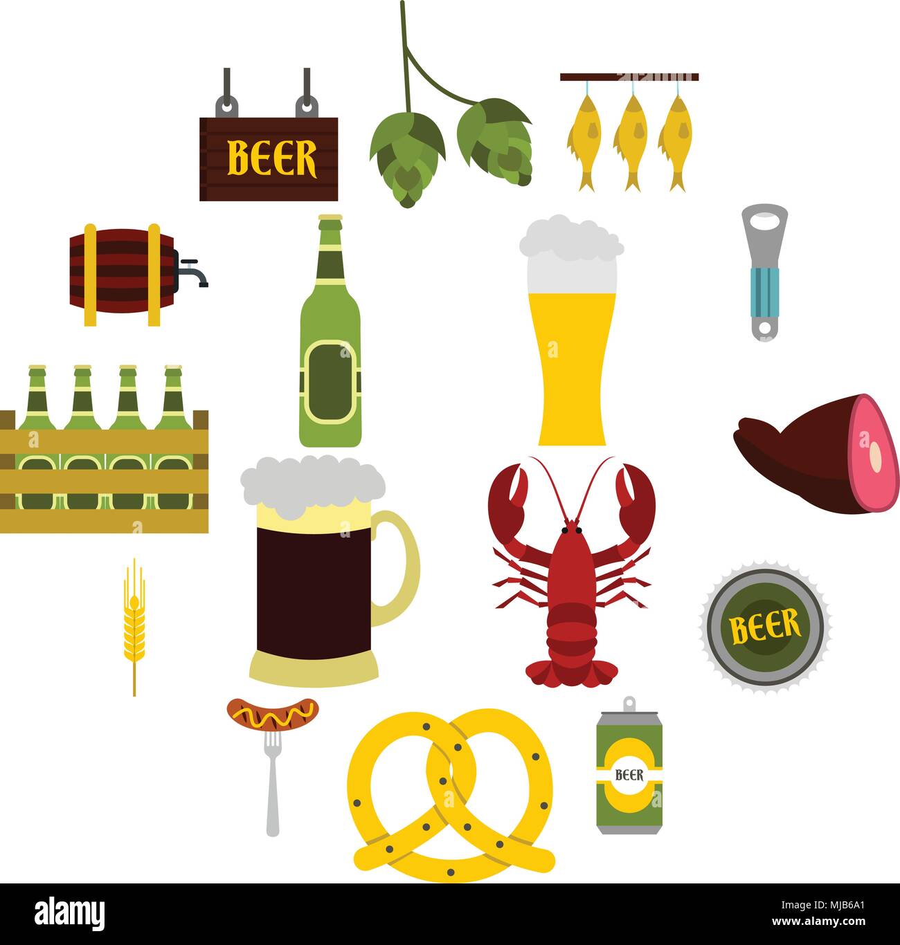 Flat beer icons set. Universal beer icons to use for web and mobile UI ...