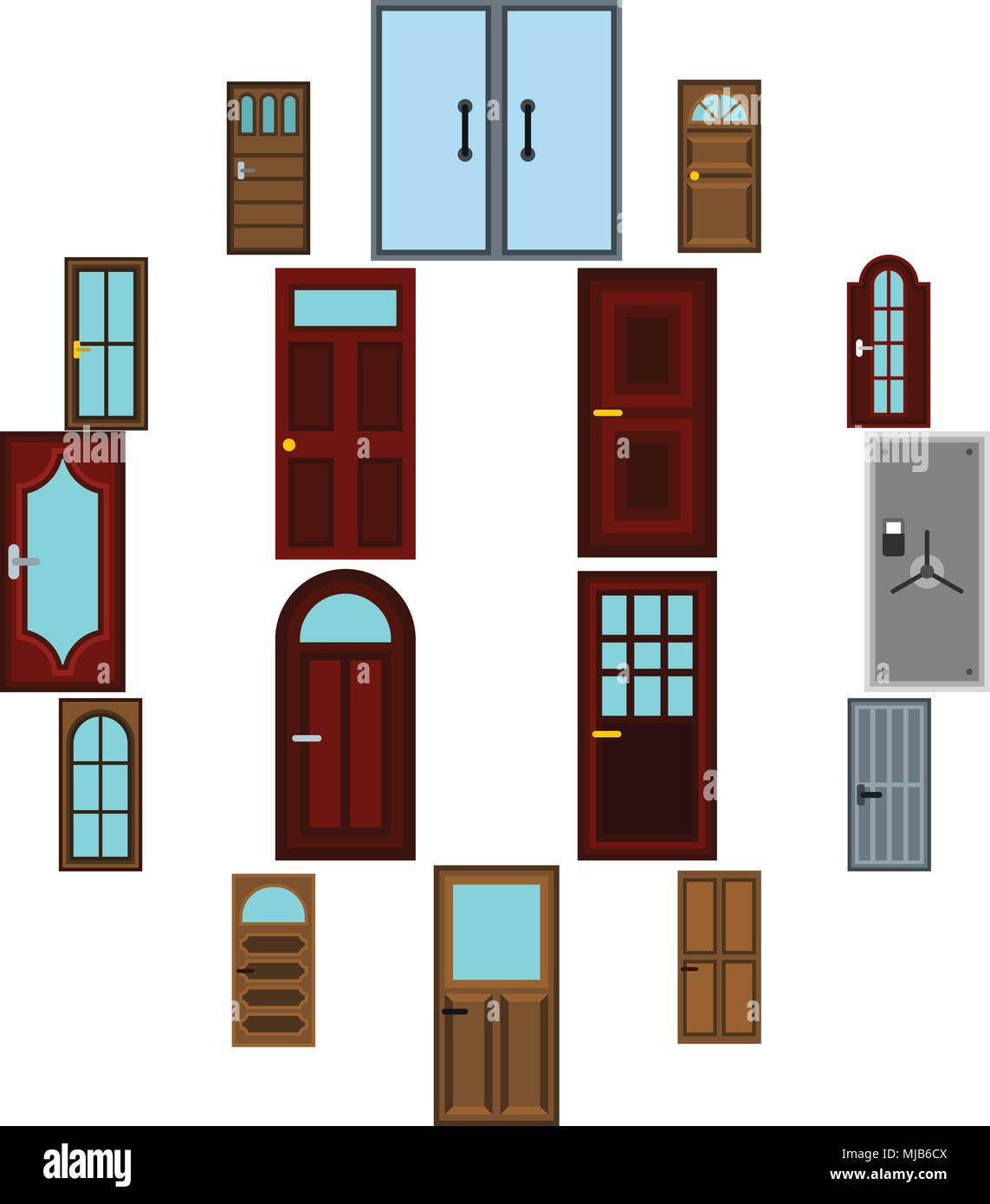 Flat door icons set. Universal door icons to use for web and mobile UI ...