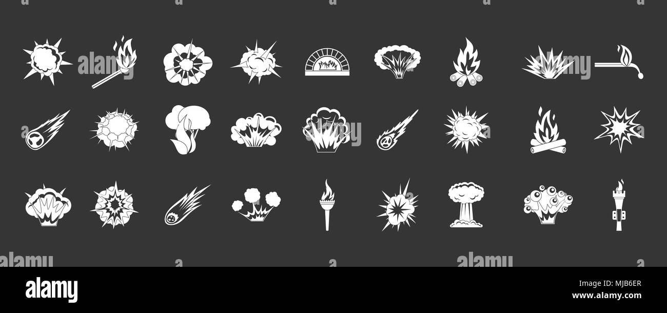 Fire icon set vector white isolated on grey background Stock Vector ...