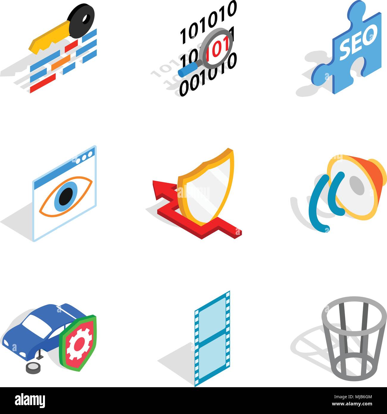 Multifunction device icons set. Isometric set of 9 multifunction device ...