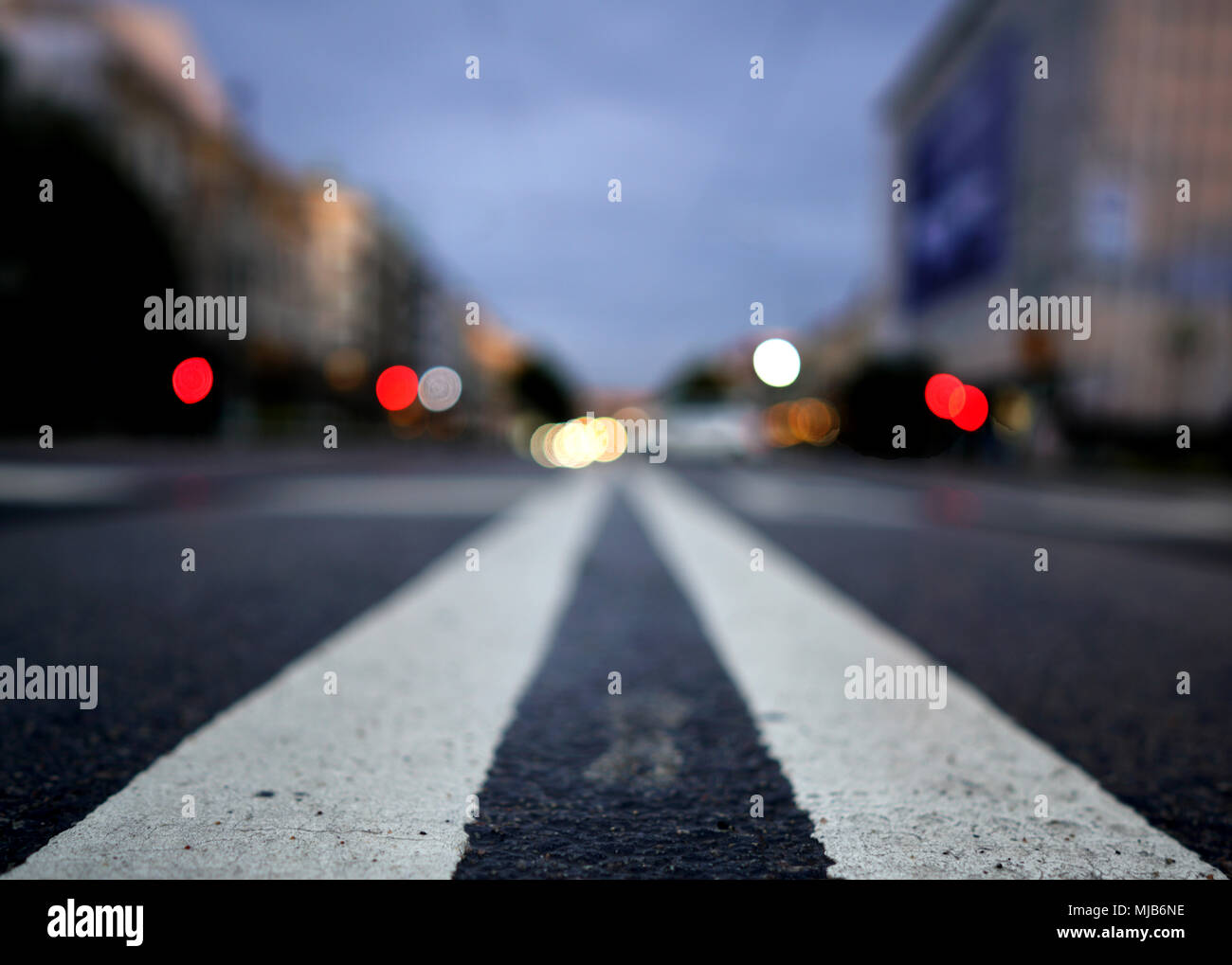 Worm's eye view of downtown street Stock Photo - Alamy