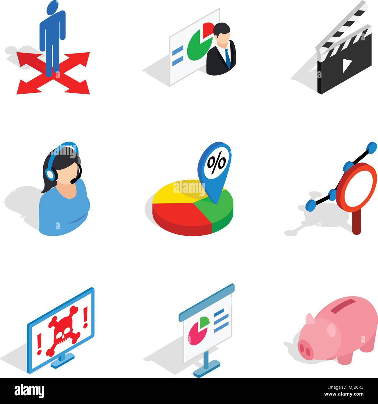Laptop computer icons set. Isometric set of 9 laptop computer vector ...