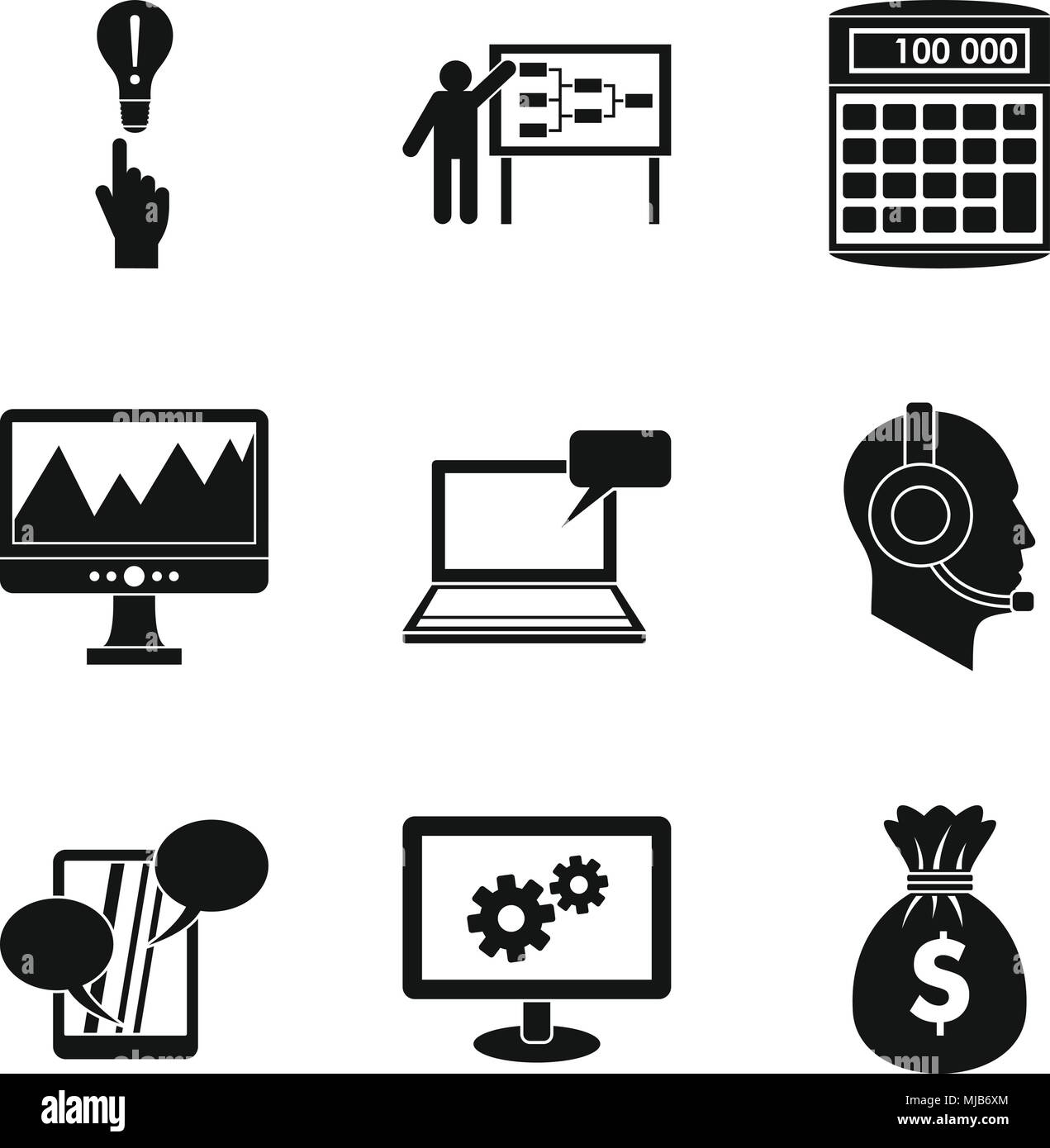 Mobile development icons set. Simple set of 9 mobile development vector ...