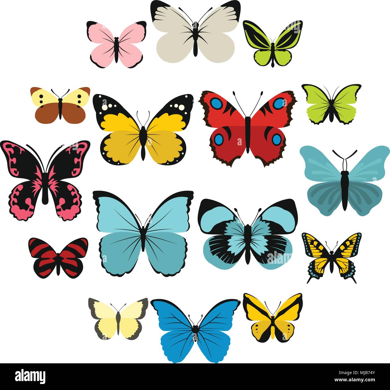 Flat butterfly icons set. Universal butterfly icons to use for web and ...