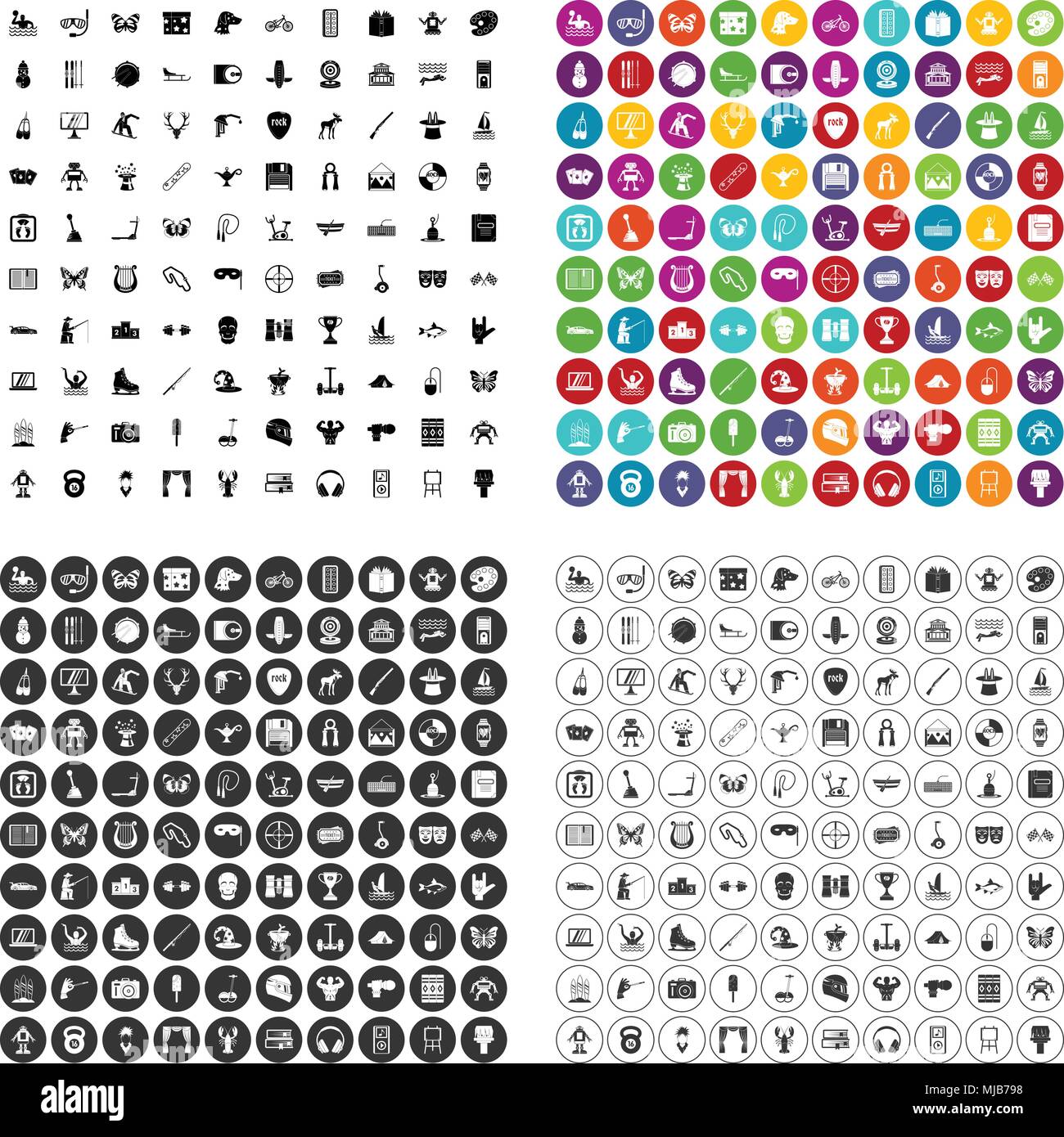 100 favorite activity icons set vector in 4 variant for any web design ...