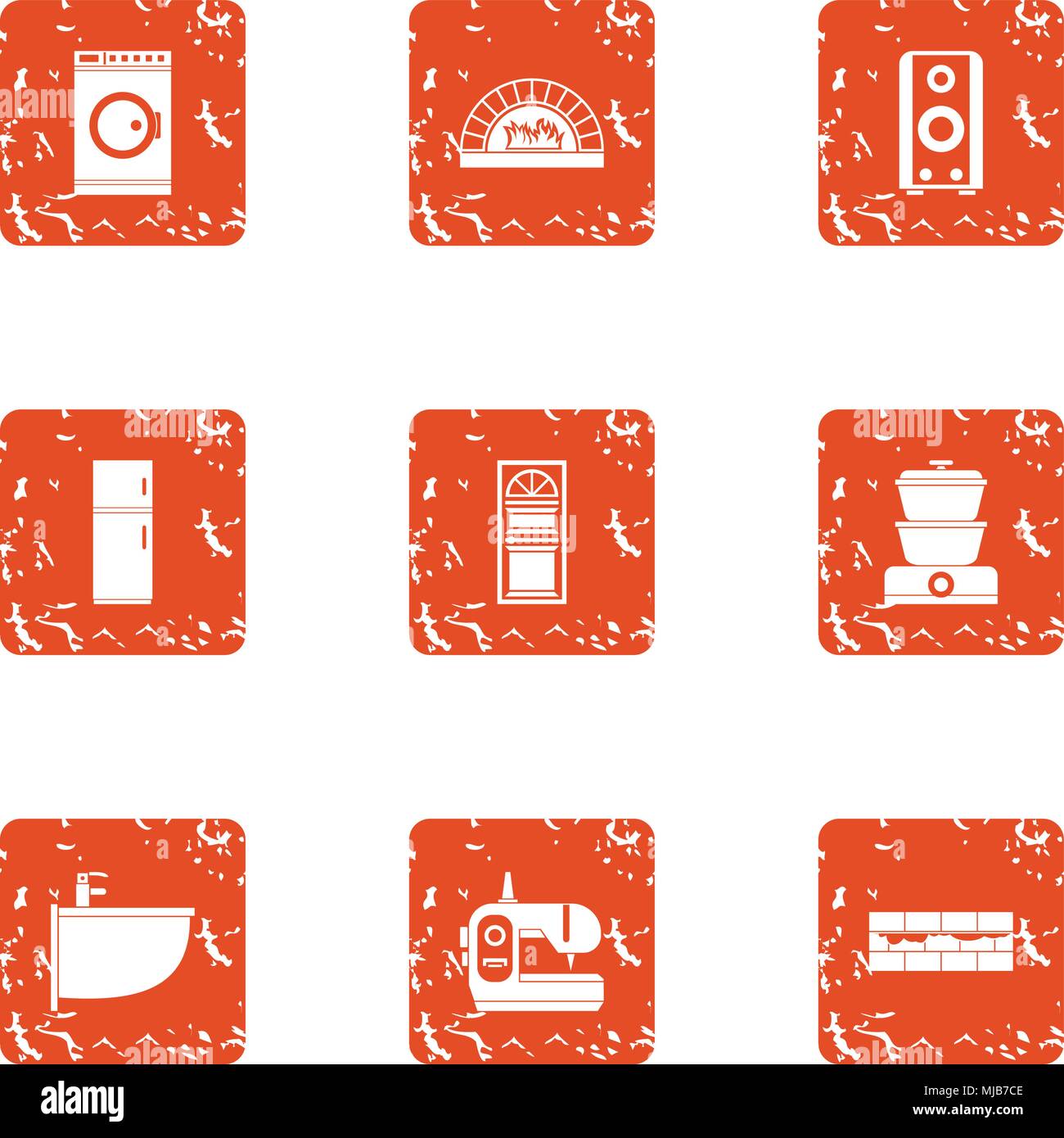 Wash clothes icons set. Grunge set of 9 wash clothes vector icons for ...