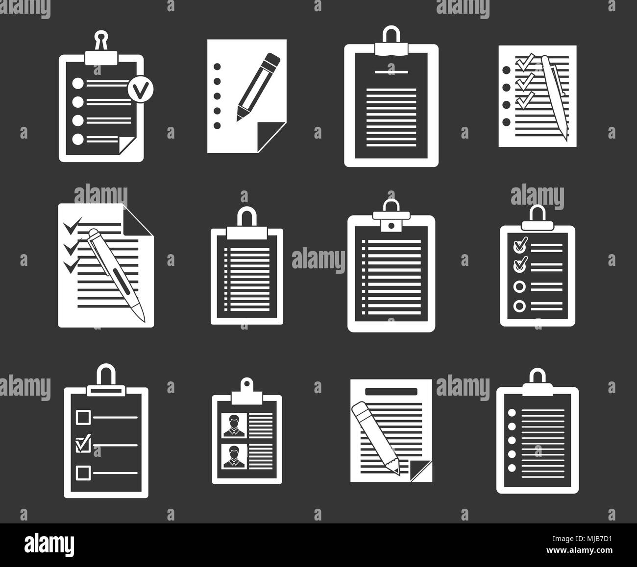 To do list icon set vector white isolated on grey background Stock ...