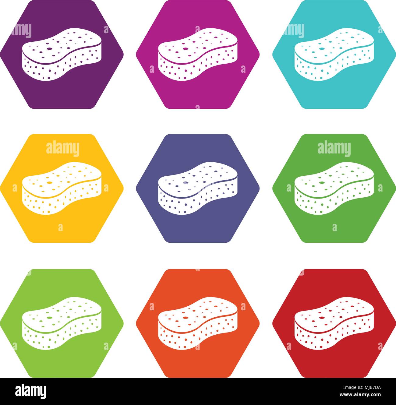 Sponge icons 9 set coloful isolated on white for web Stock Vector Image ...