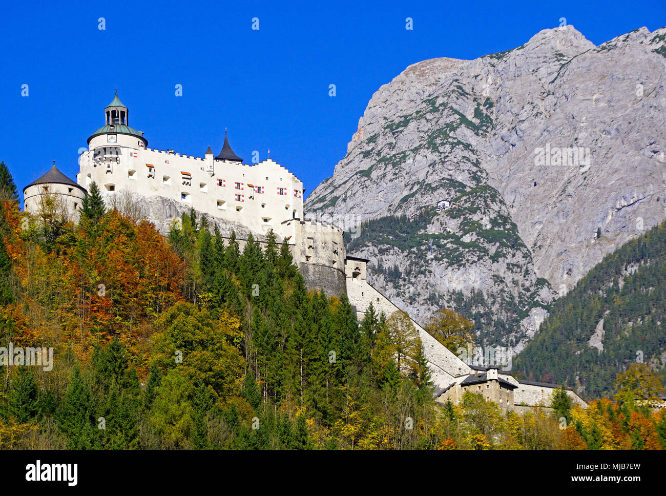 Hohenwerfen Castle at Werfen, Austria, in the Berchtesgaden Alps Stock ...