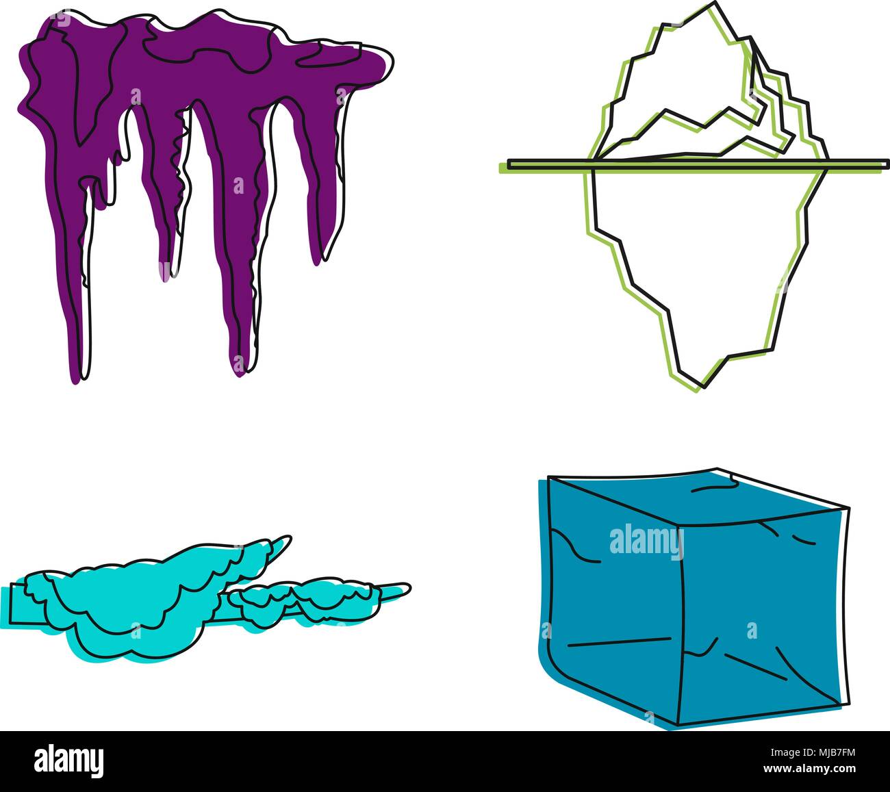 Ice icon set. Color outline set of ice vector icons for web design ...