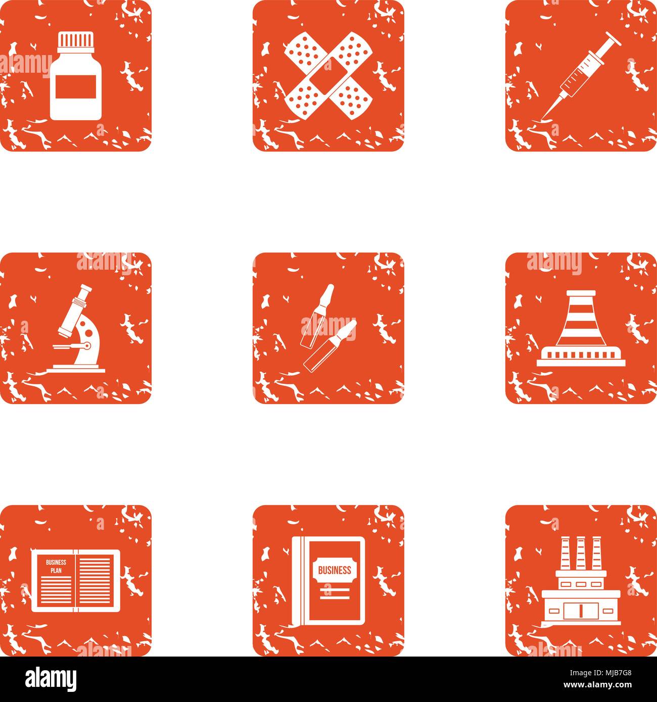 Dangerous job icons set. Grunge set of 9 dangerous job vector icons for ...