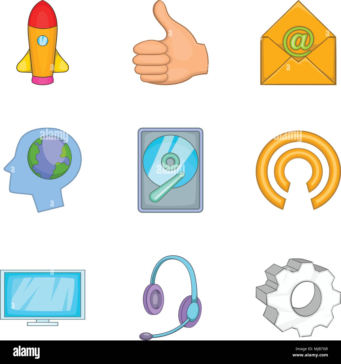 Technical innovation icons set. Cartoon set of 9 technical innovation ...