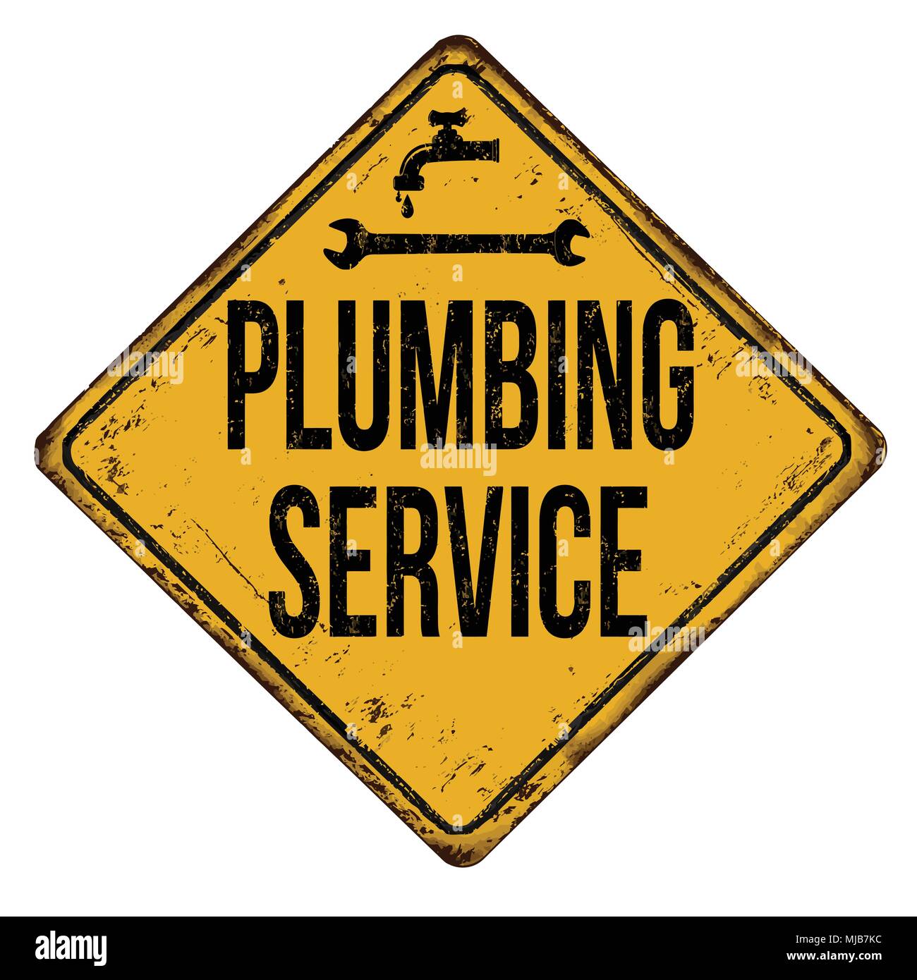 Plumbing service vintage rusty metal sign on a white background, vector ...