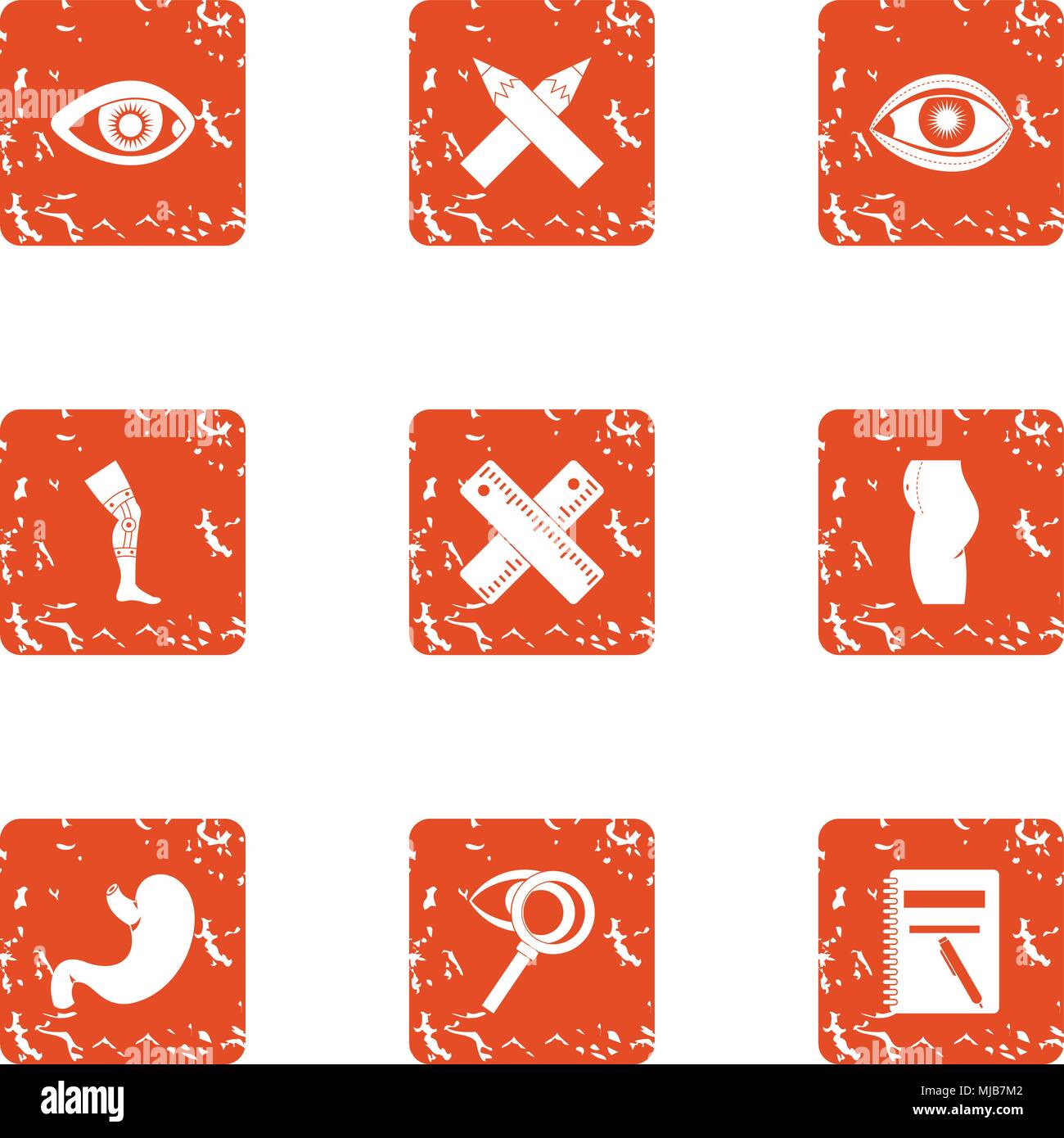 Health consequences icons set. Grunge set of 9 health consequences ...