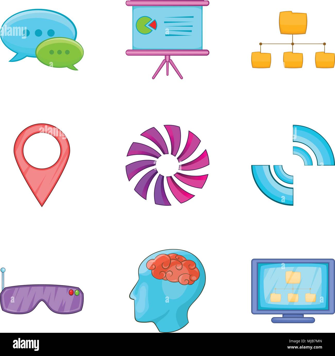 Internet host icons set. Cartoon set of 9 internet host vector icons ...