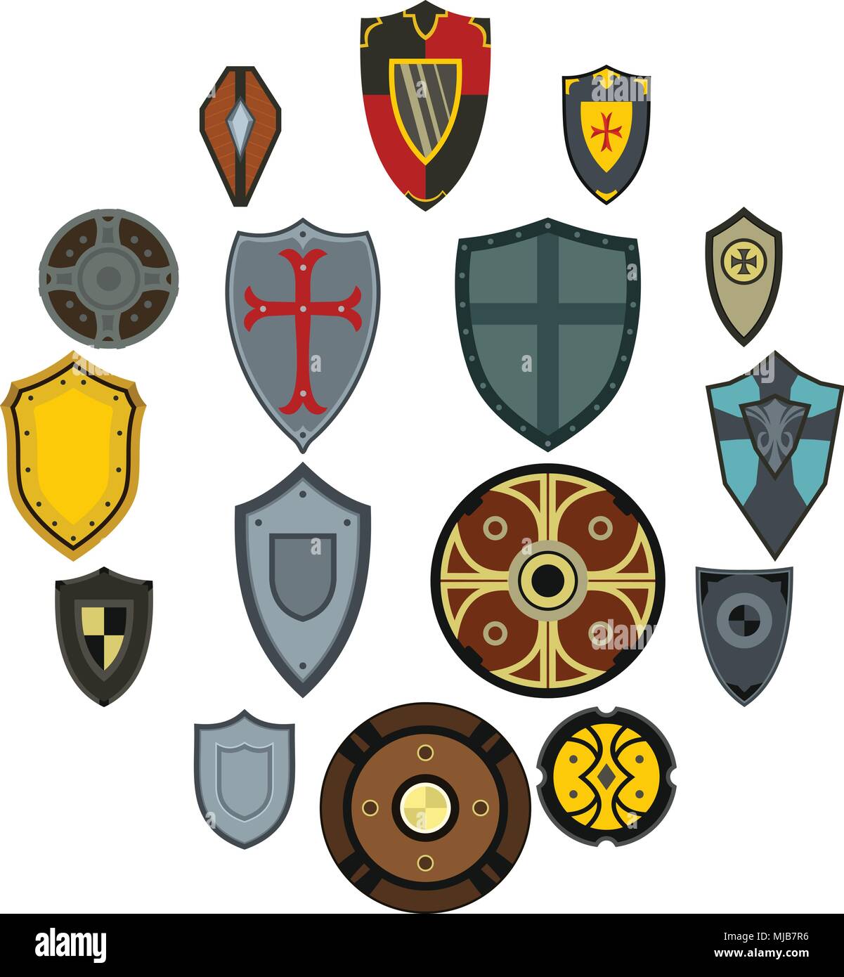 Flat shield icons set. Universal shield icons to use for web and mobile ...