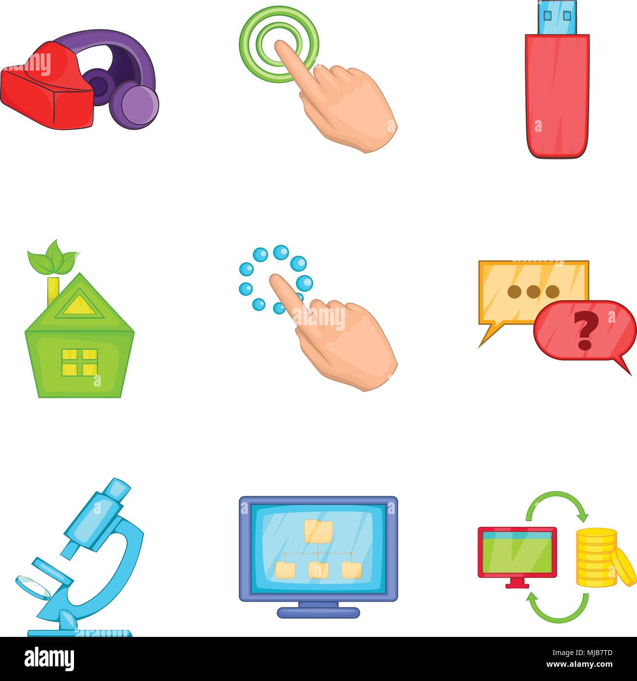 Cyberspace icons set. Cartoon set of 9 cyberspace vector icons for web ...