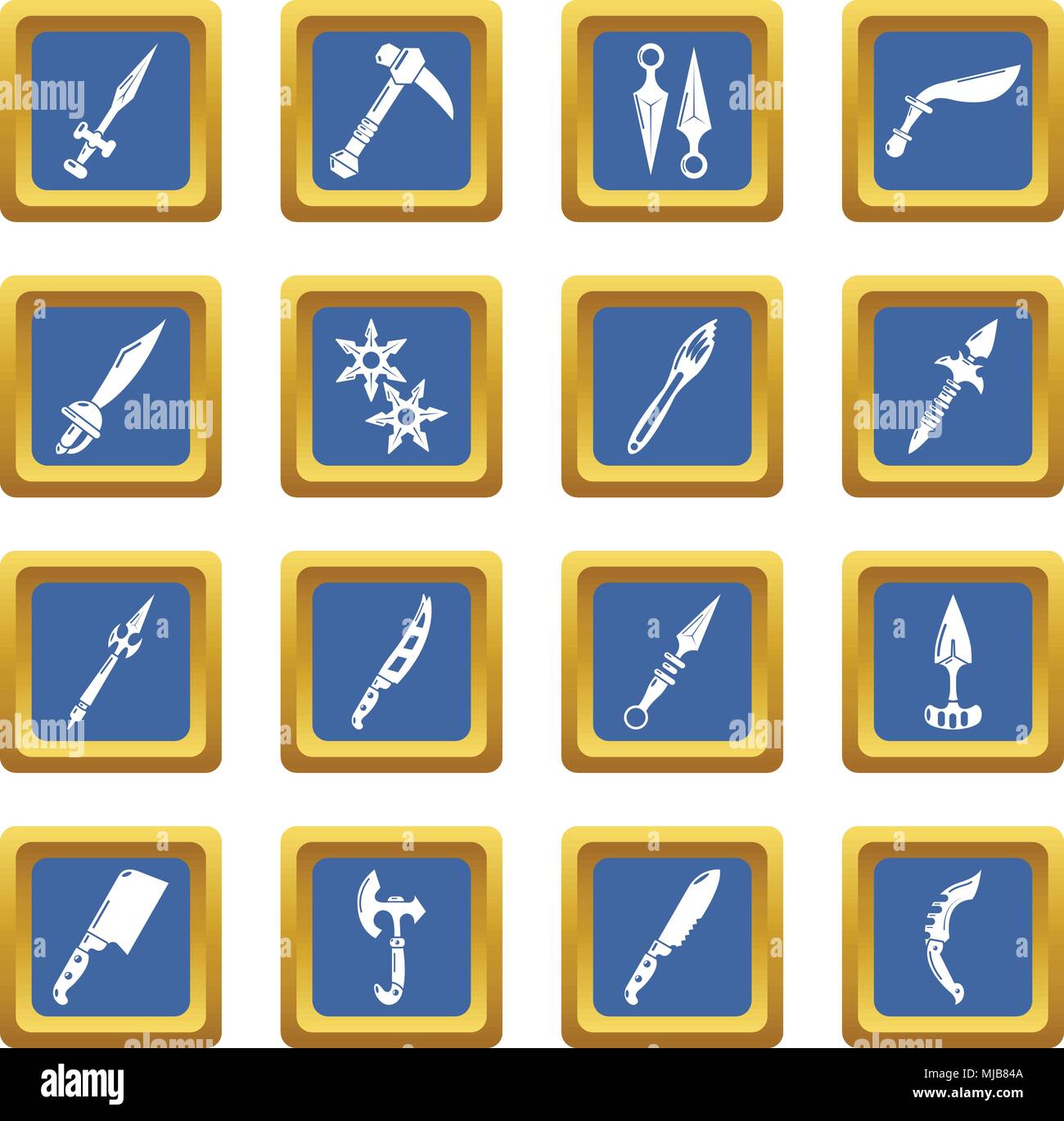 Steel arms items icons set blue square vector Stock Vector Image & Art ...