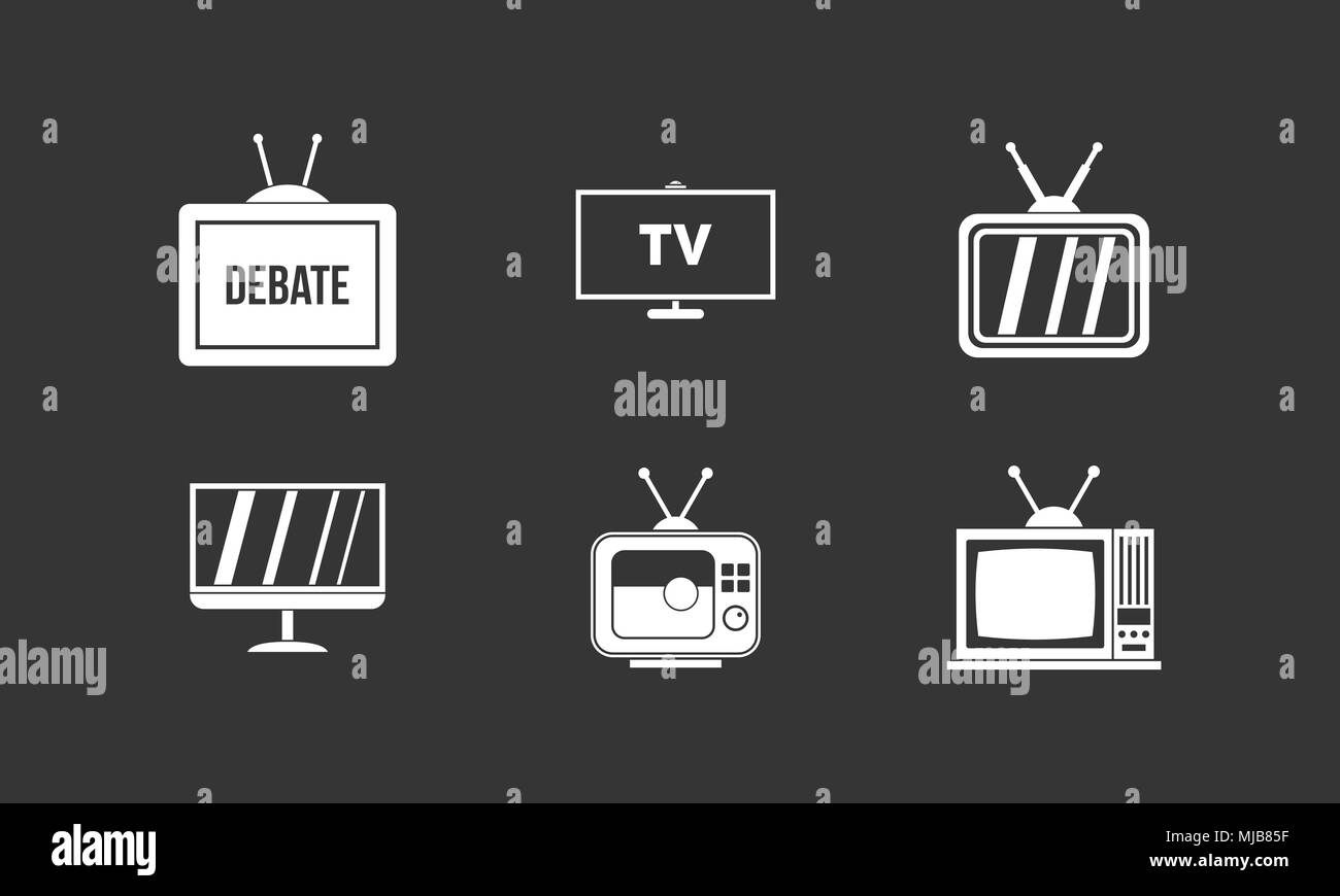 Tv icon set grey vector Stock Vector Image & Art - Alamy