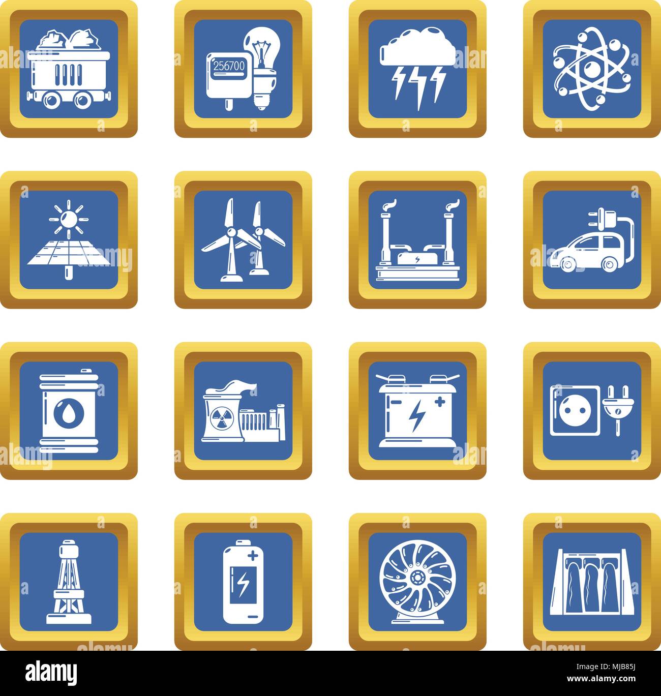Energy sources icons set blue square vector Stock Vector Image & Art ...