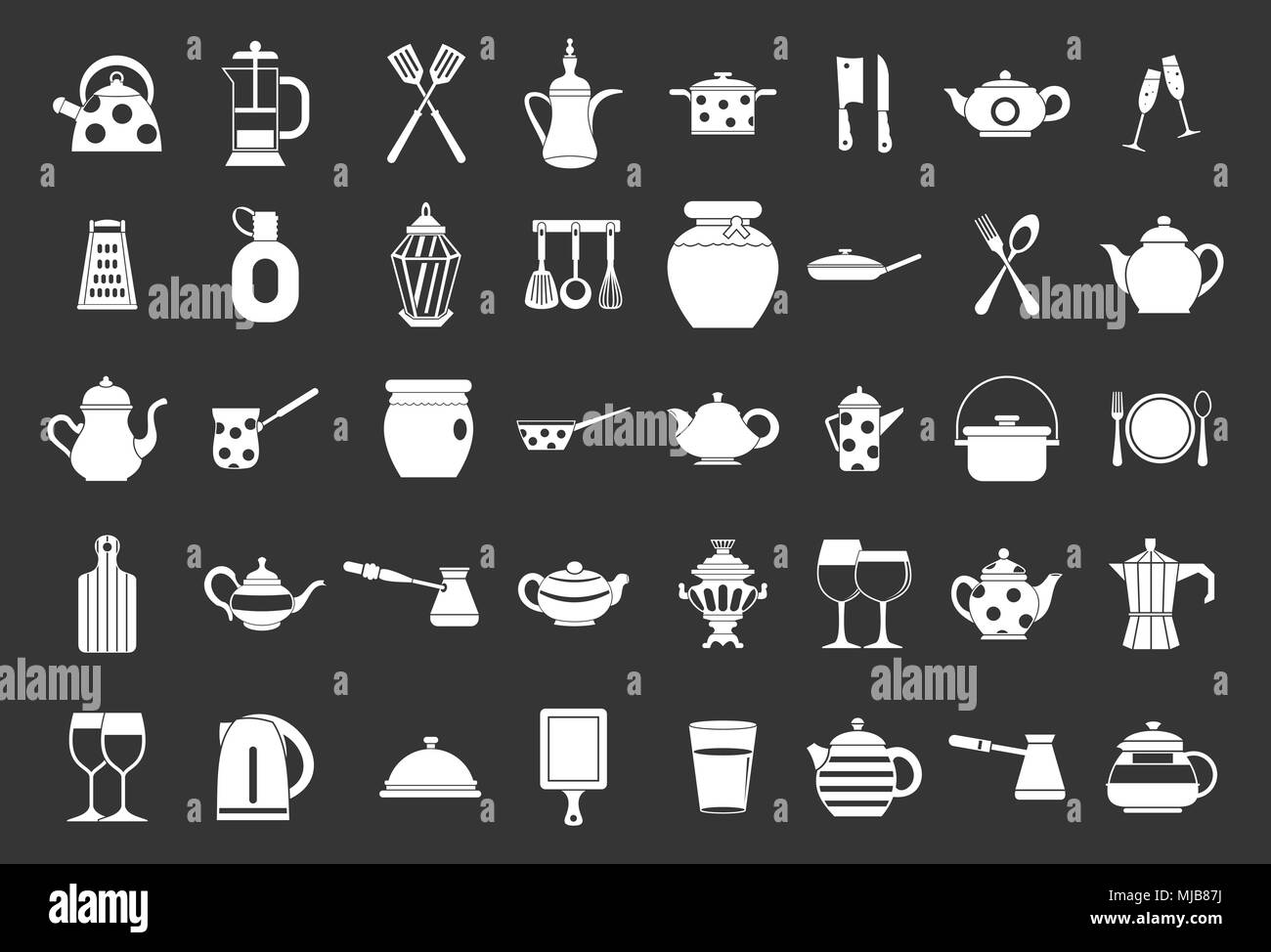 Crockery icon set grey vector Stock Vector Image & Art - Alamy