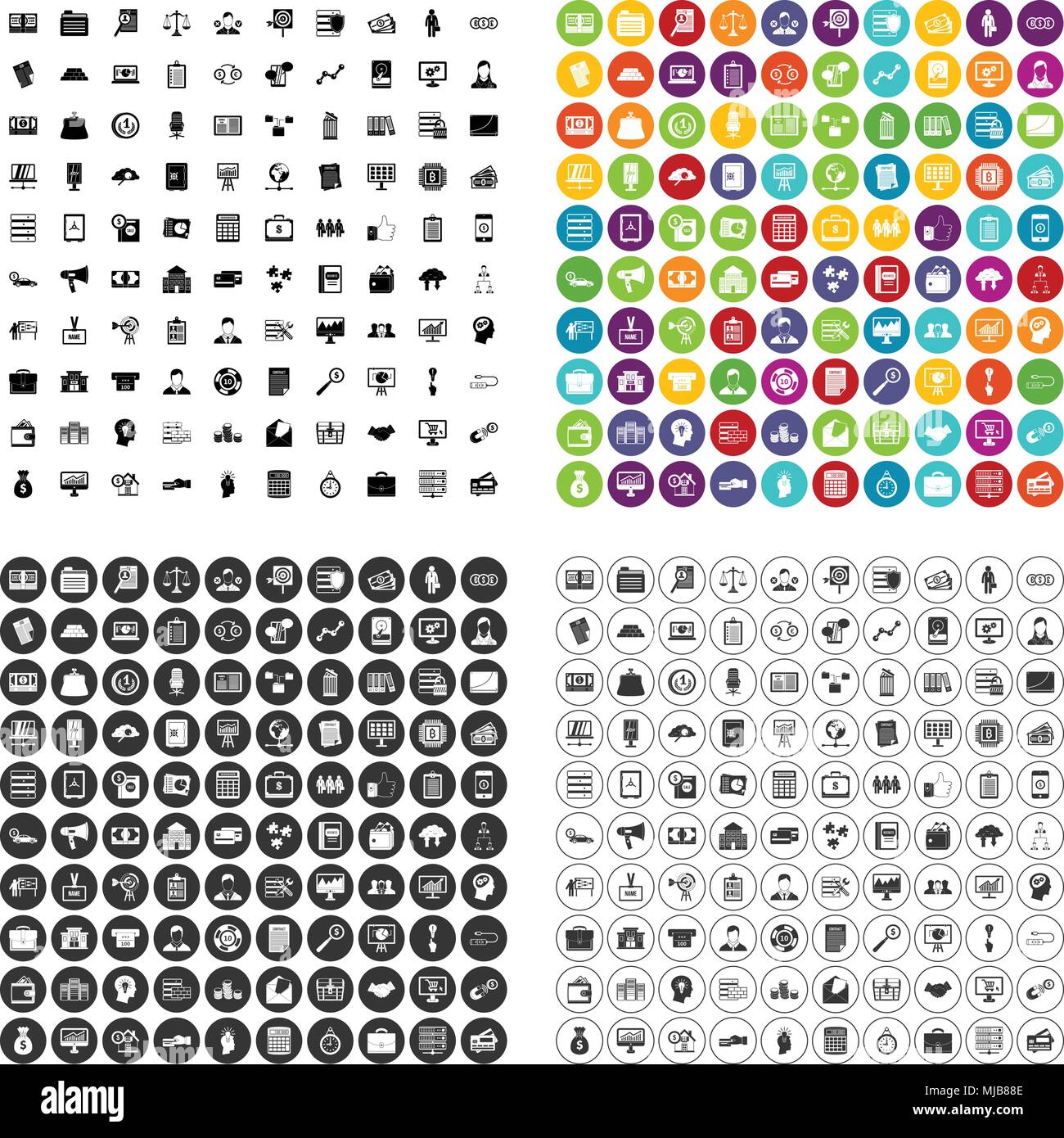 100 financial resources icons set vector variant Stock Vector Image ...