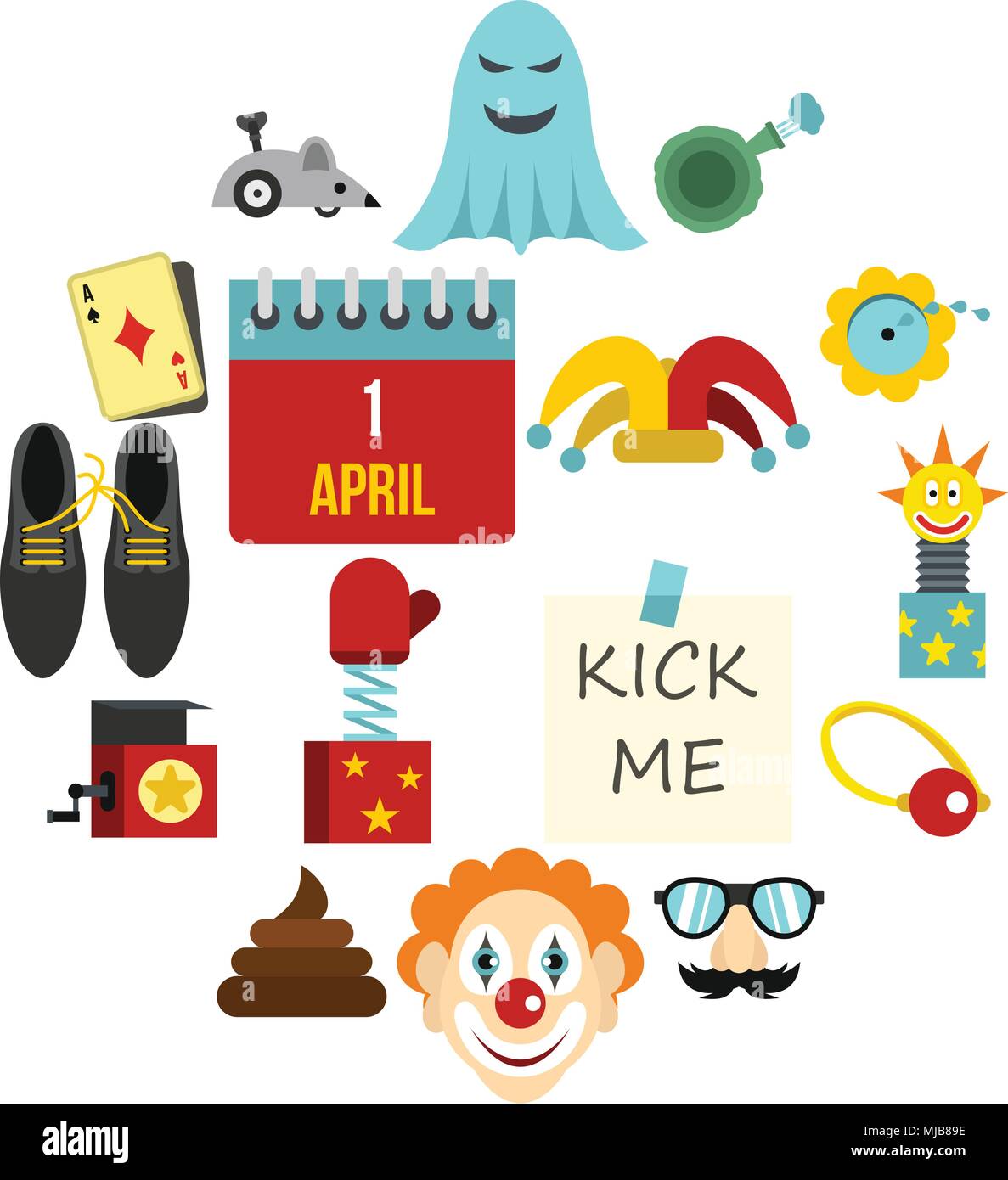 April fools day icons set, flat style Stock Vector Image & Art - Alamy