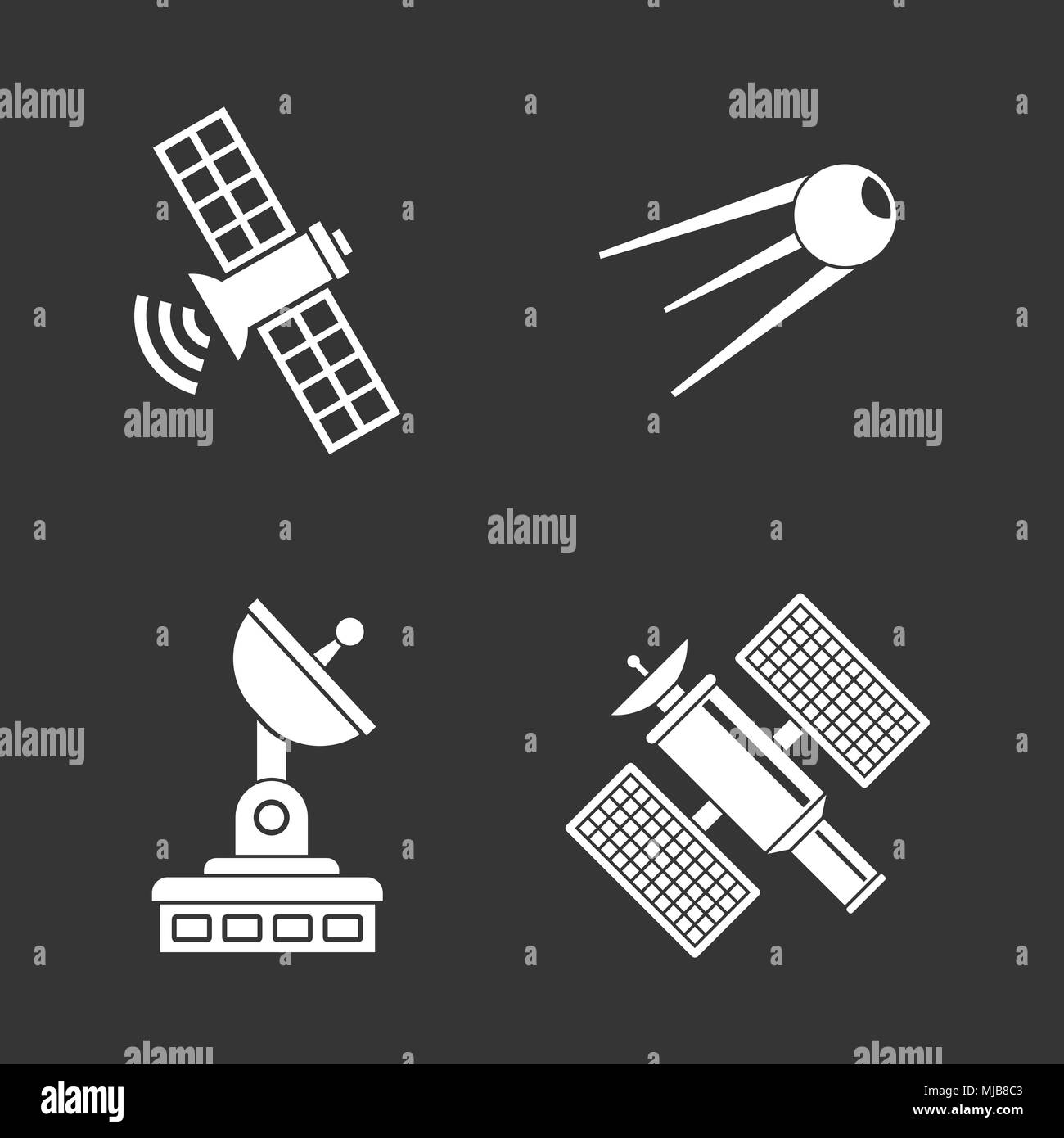 Satellite icon set grey vector Stock Vector Image & Art - Alamy