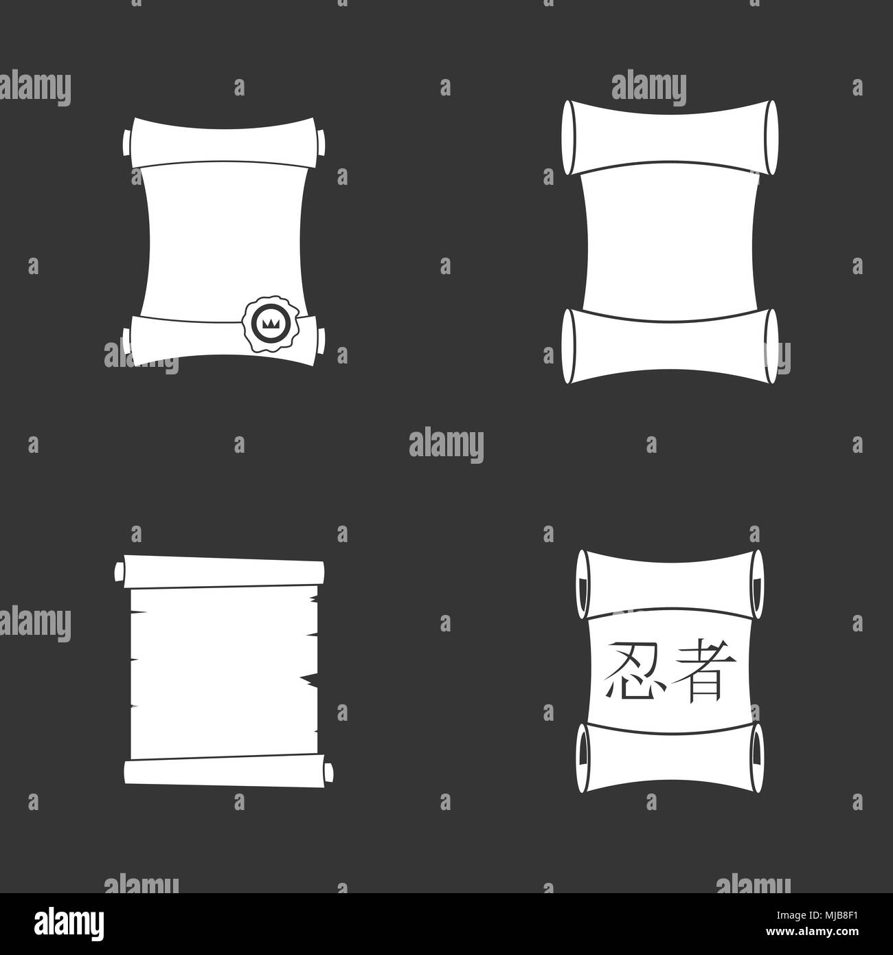 Ancient papyrus icon simple Black and White Stock Photos & Images - Alamy