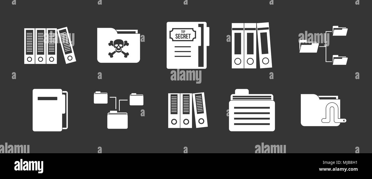 Folder icon set grey vector Stock Vector Image & Art - Alamy