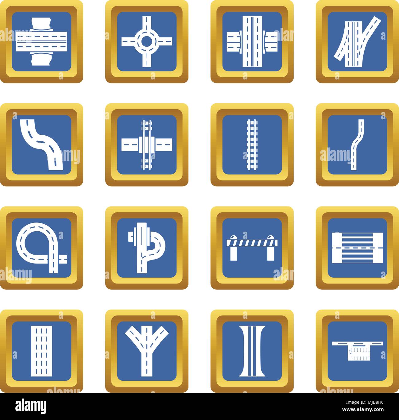Road parts constructor icons set blue square vector Stock Vector Image ...