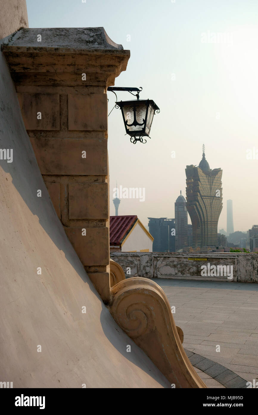 Macau city view from the lighthouse inside the Guia fortress, highest ...