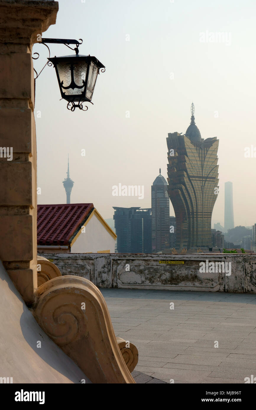 Macau city view from the lighthouse inside the Guia fortress, highest ...