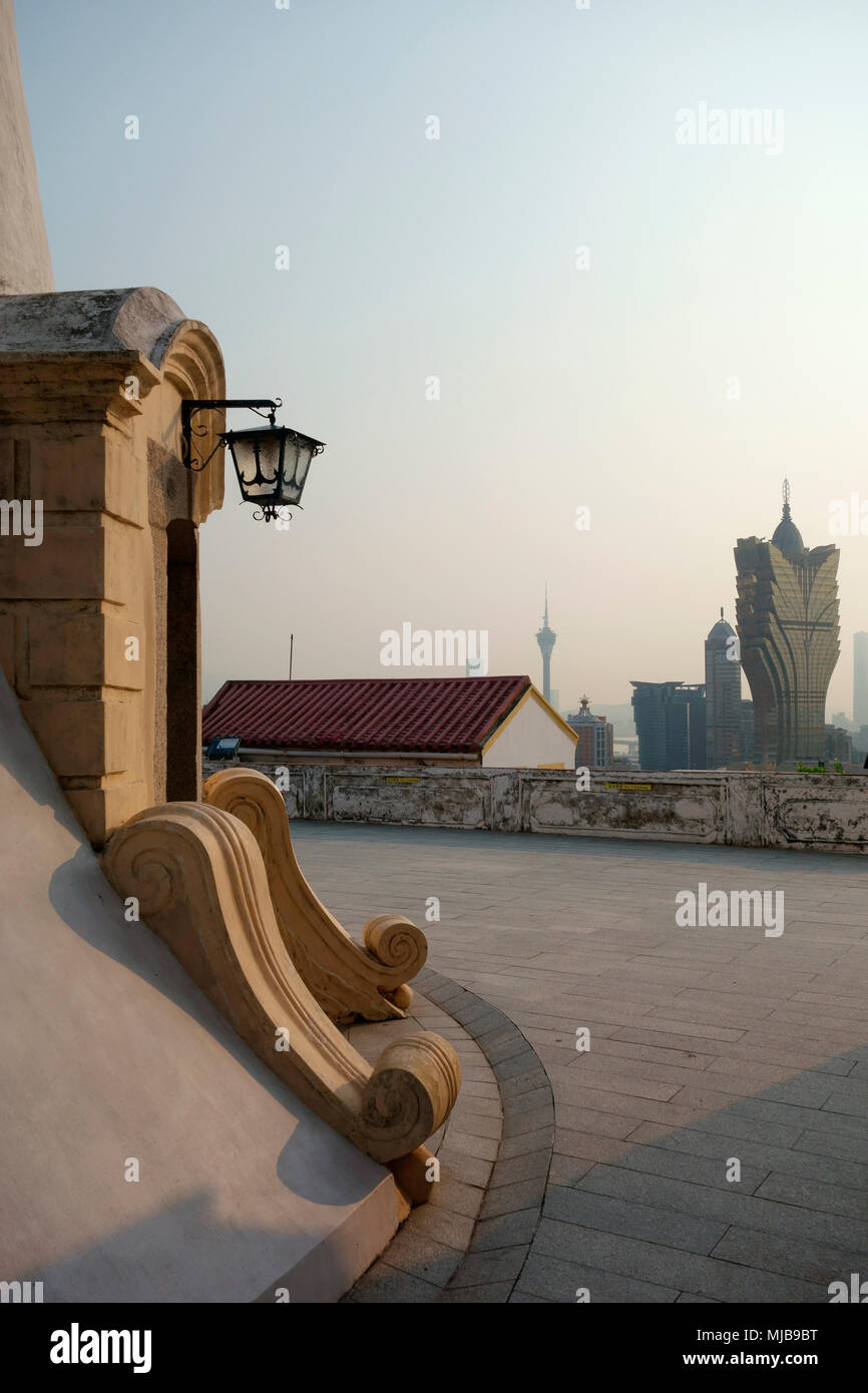 Macau city view from the lighthouse inside the Guia fortress, highest ...