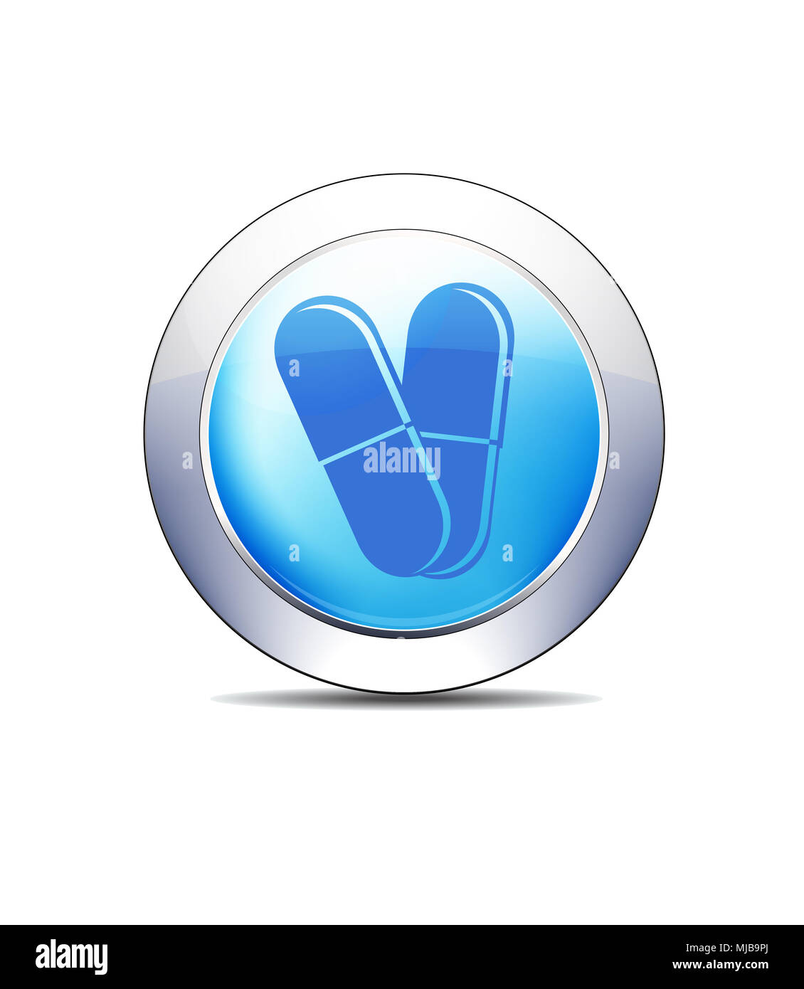 Blue Icon Button Capsules Symbol Healthcare & Pharma Stock Photo - Alamy