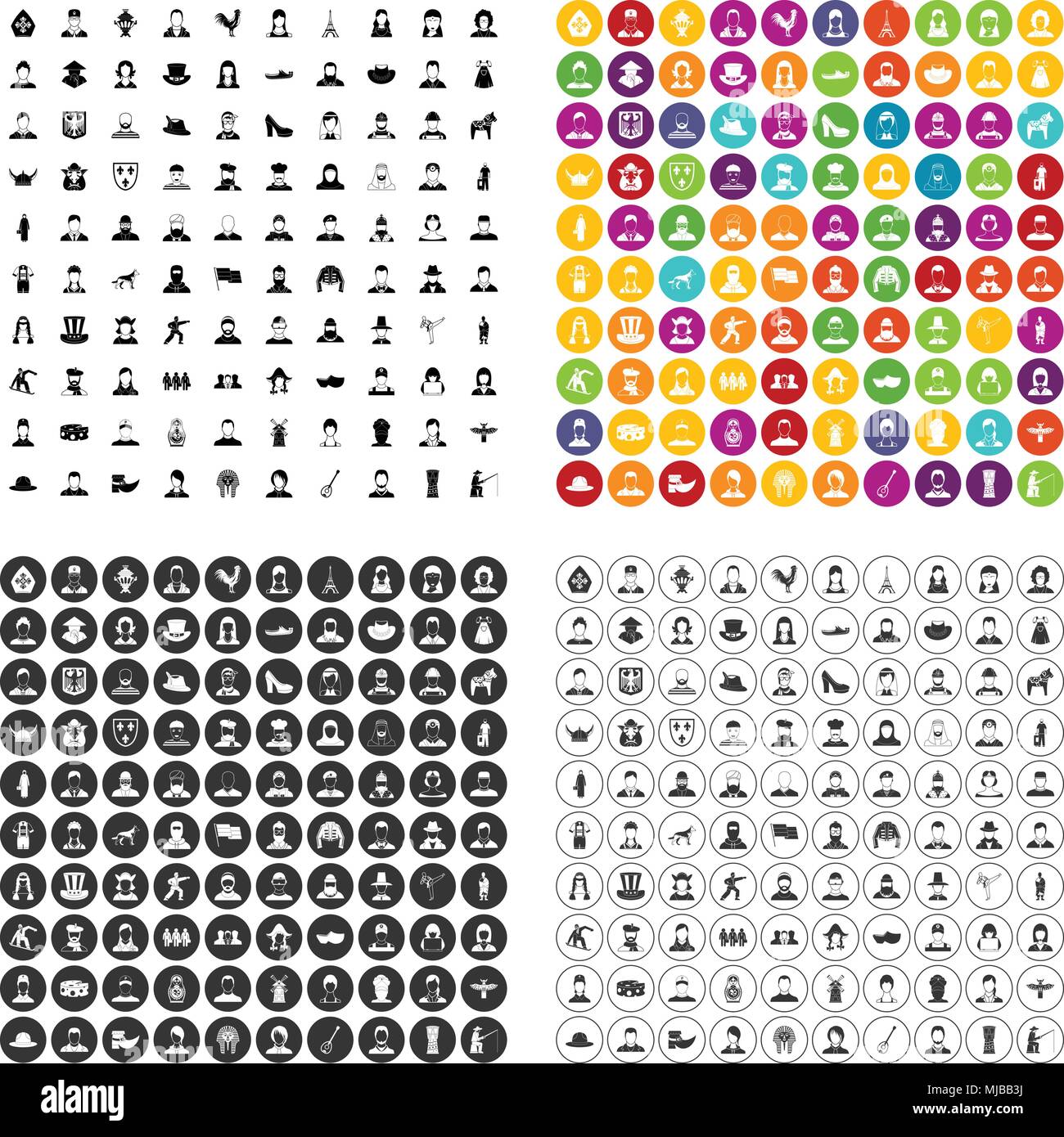 100 folk icons set vector variant Stock Vector Image & Art - Alamy