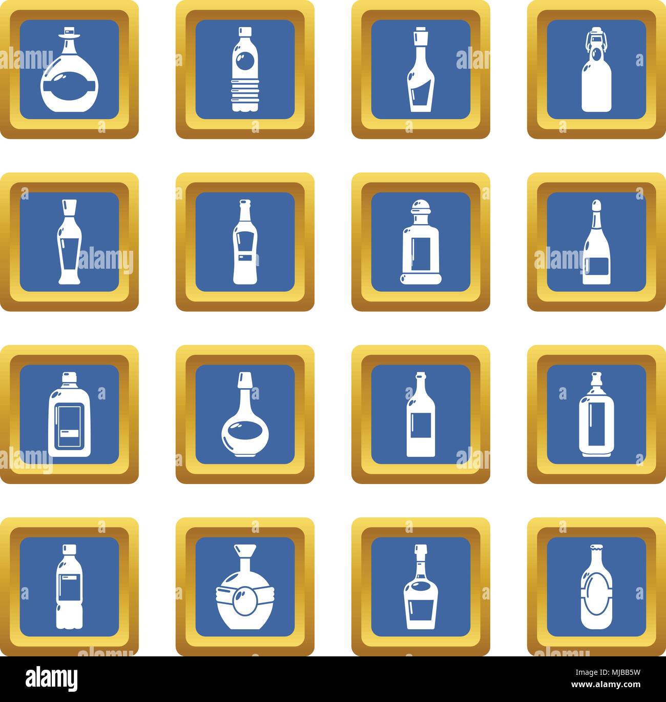 Bottles icons set blue square vector Stock Vector Image & Art - Alamy
