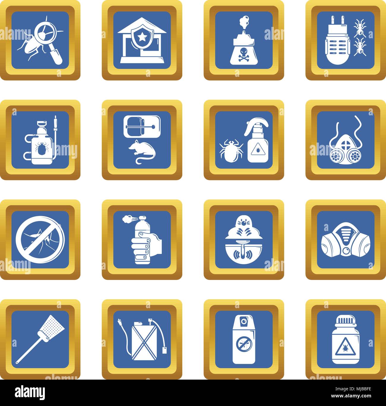 Pest control tools icons set blue square vector Stock Vector Image ...