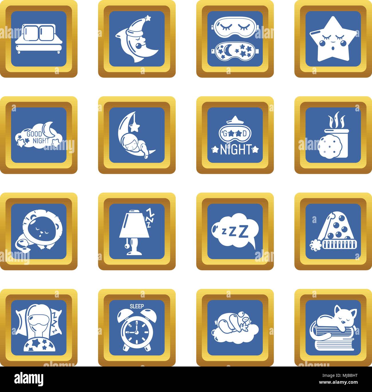 Sleeping icons set blue square vector Stock Vector Image & Art - Alamy
