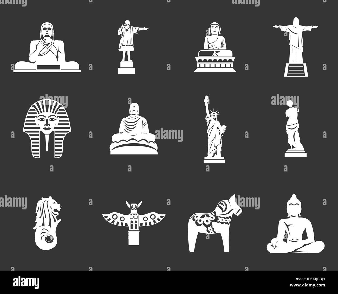 Statue icon set grey vector Stock Vector Image & Art - Alamy