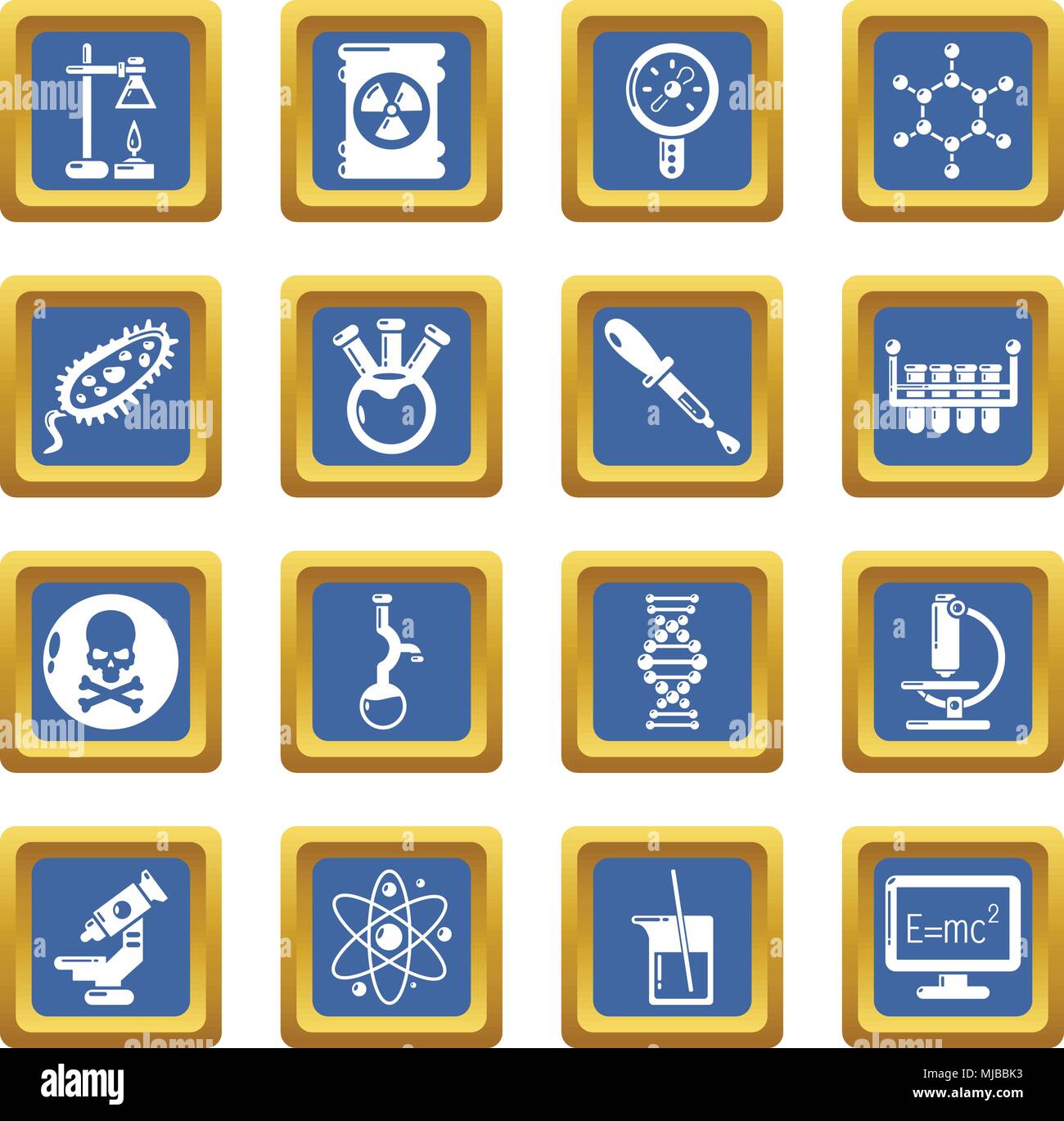 Chemistry laboratory icons set blue square vector Stock Vector Image ...