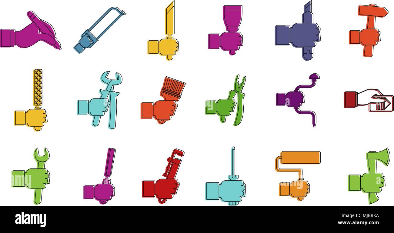 Handtool icon set, color outline style Stock Vector Image & Art - Alamy