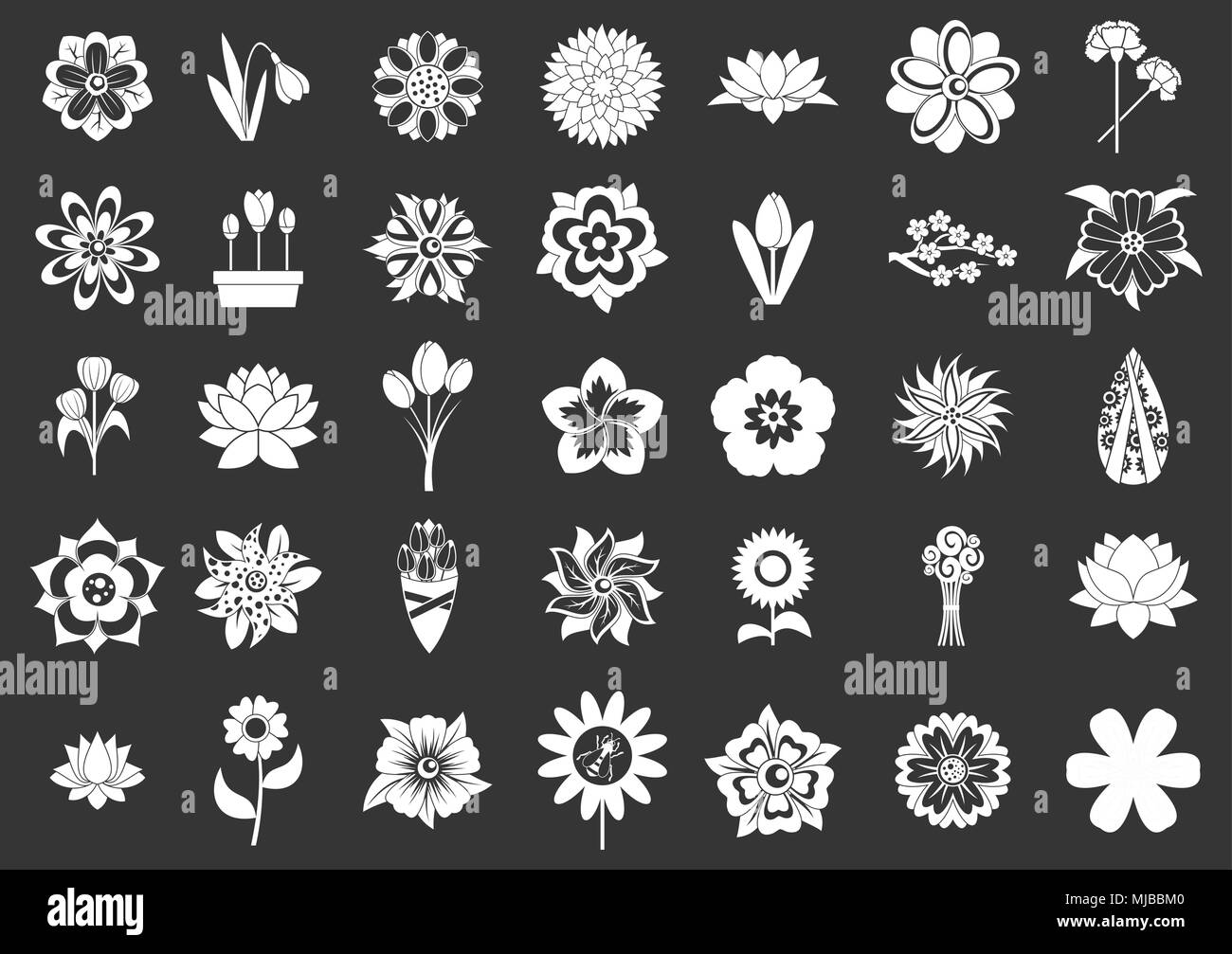 Flower icon set grey vector Stock Vector Image & Art - Alamy