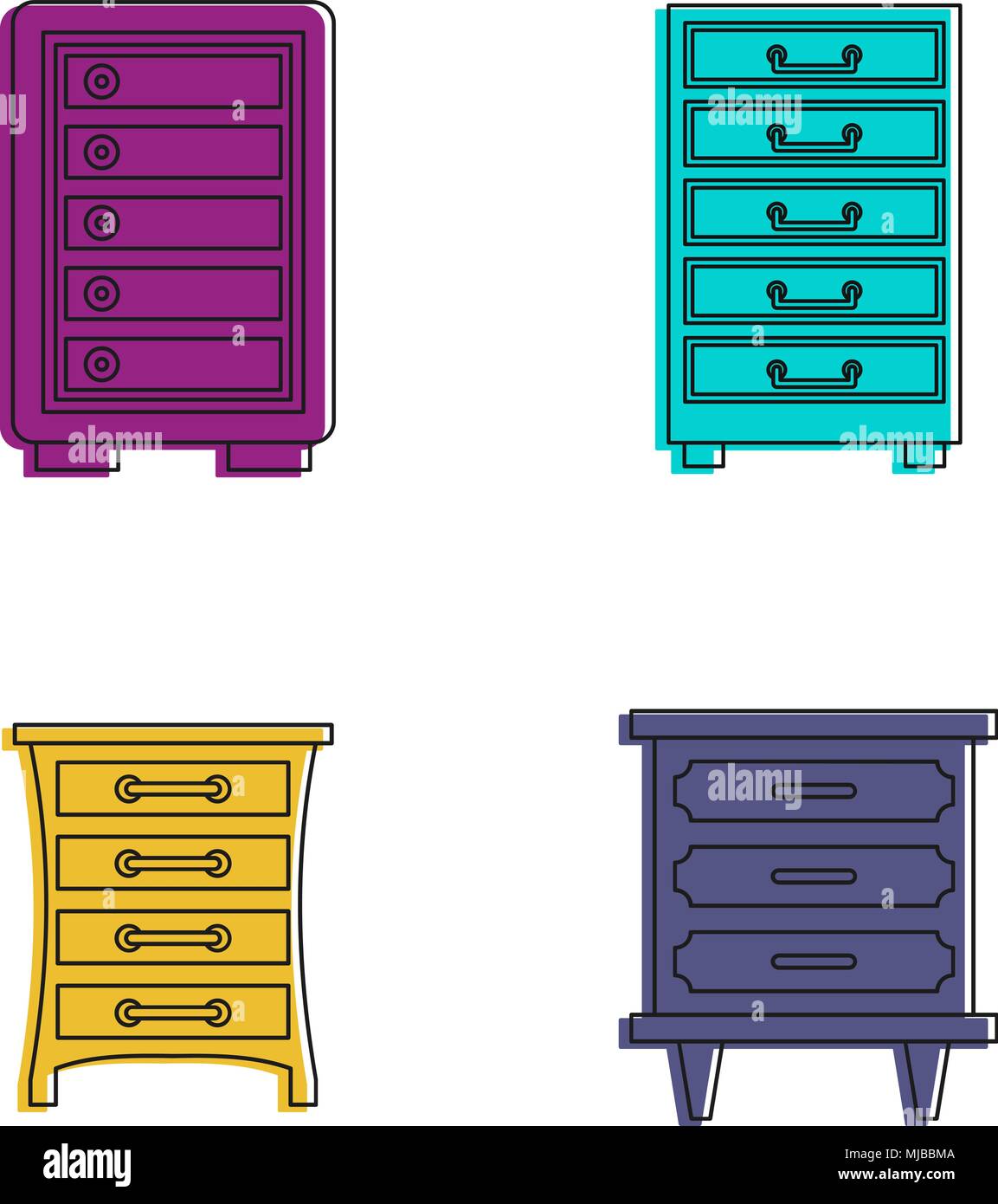 Drawers icon set, color outline style Stock Vector Image & Art - Alamy