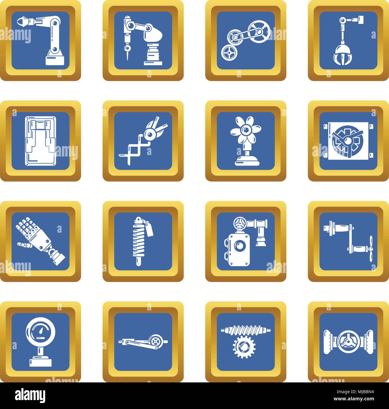 Technical mechanisms icons set blue square vector Stock Vector Image ...