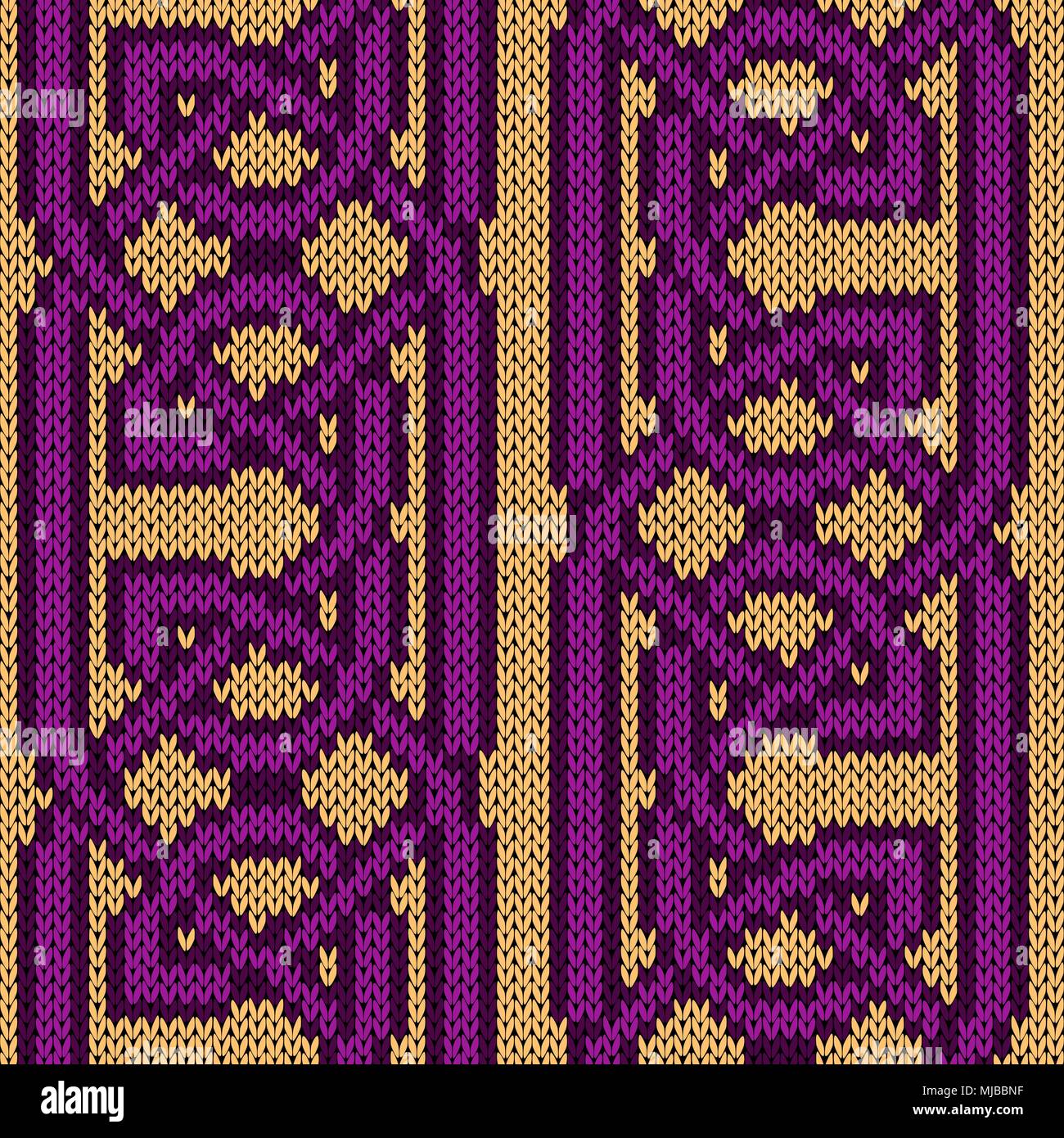 Magenta threads are interwoven on the beige background, seamless vector ...