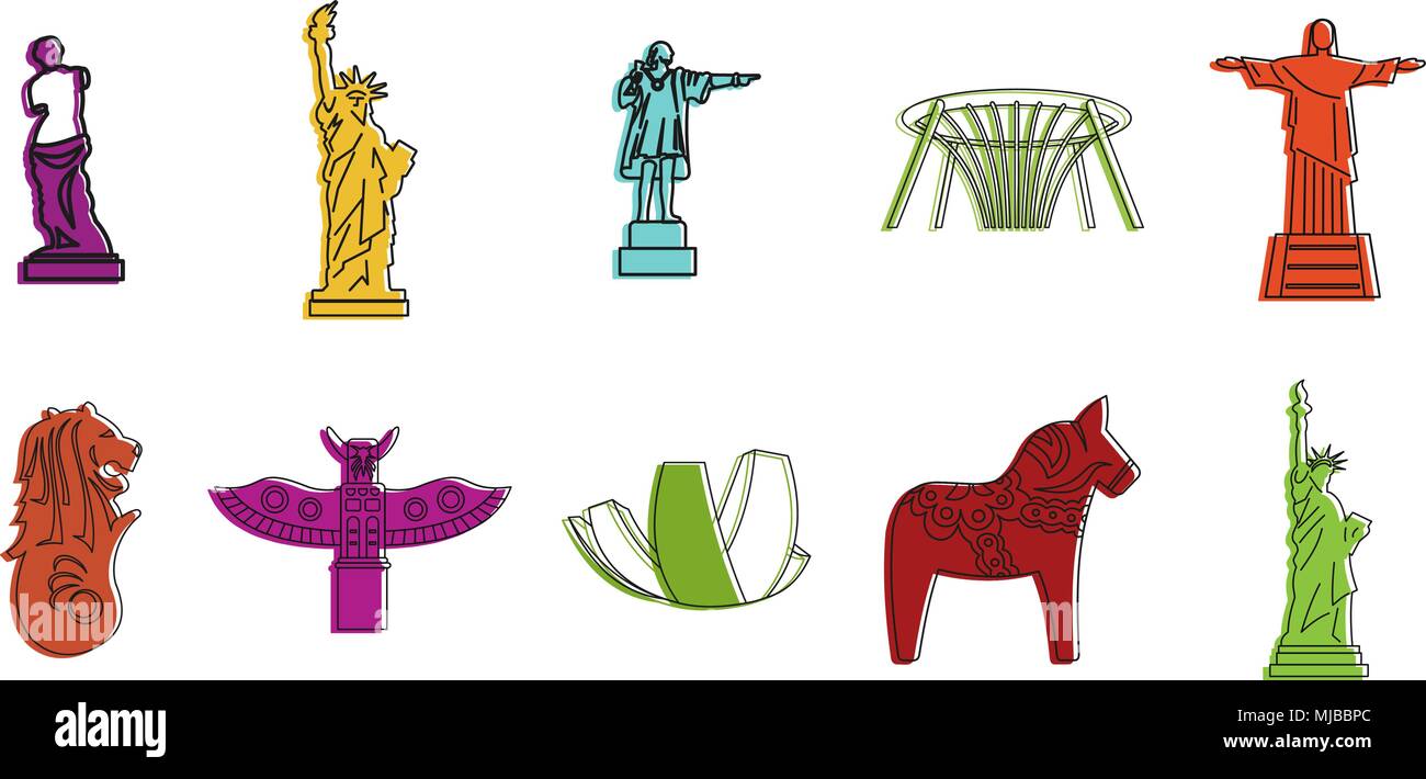 Statue icon set, color outline style Stock Vector Image & Art - Alamy