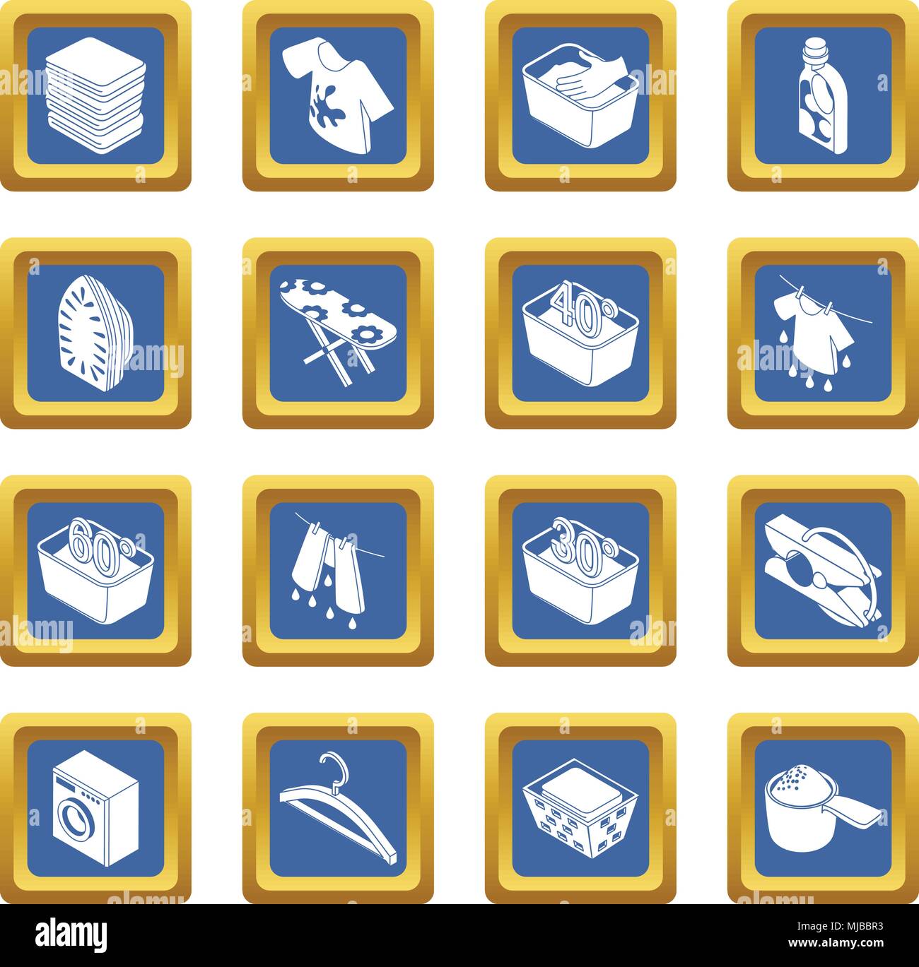 Laundry icons set blue square vector Stock Vector Image & Art - Alamy