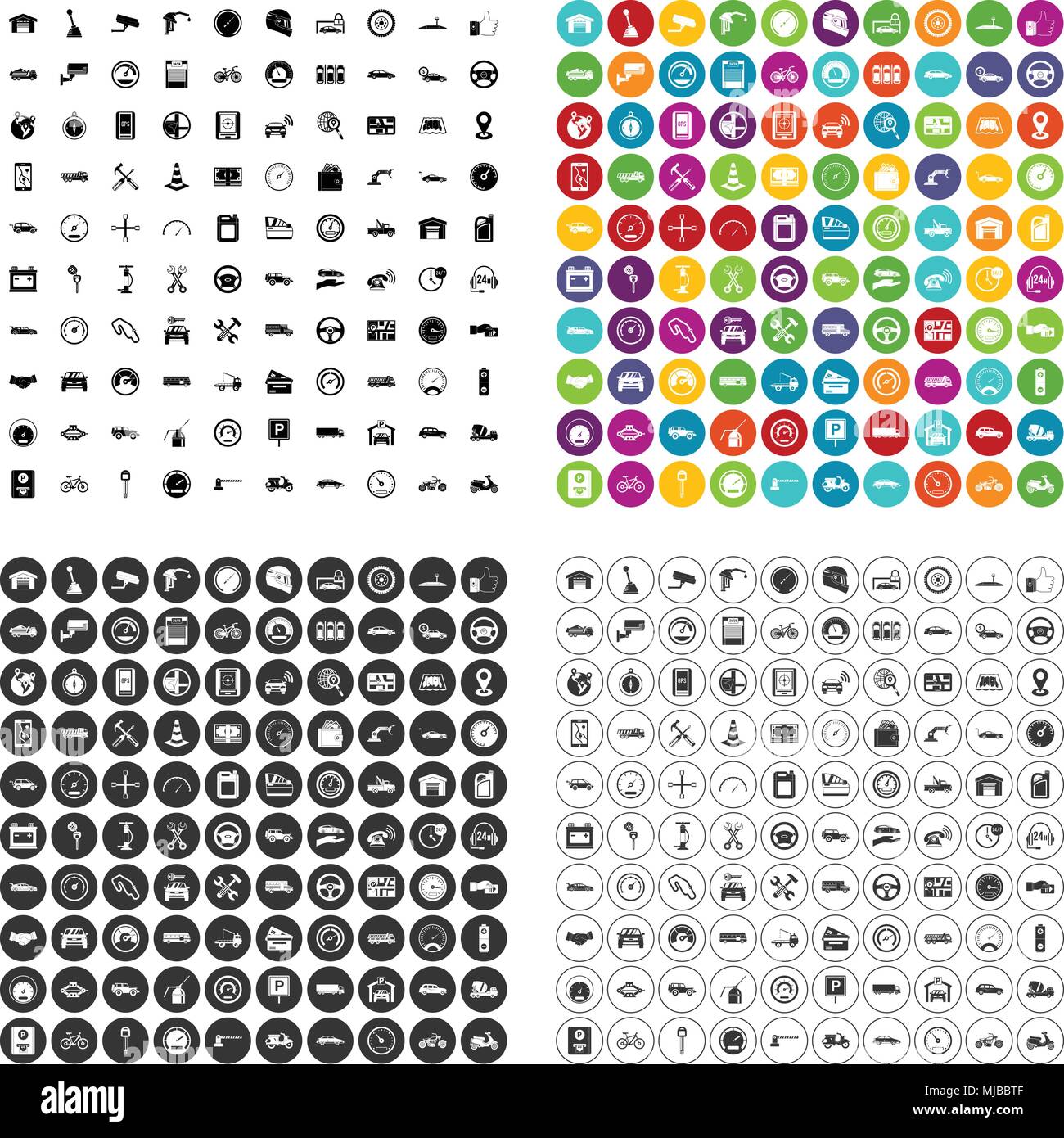 100 garage icons set vector variant Stock Vector Image & Art - Alamy